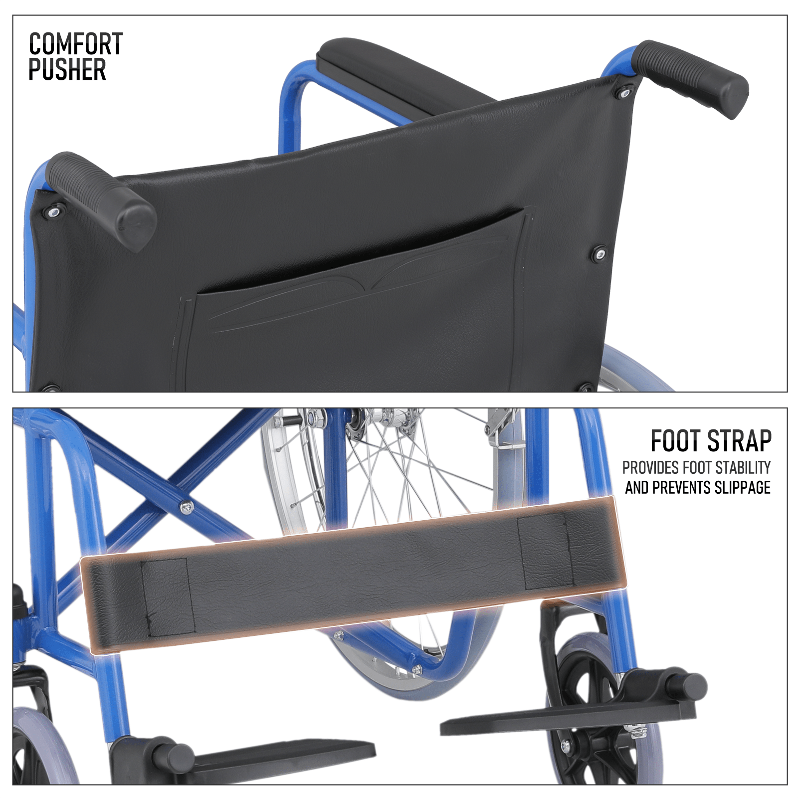 Wide Portable Folding Wheel Chair With Fixed Armrest And Fixed Turnable ...