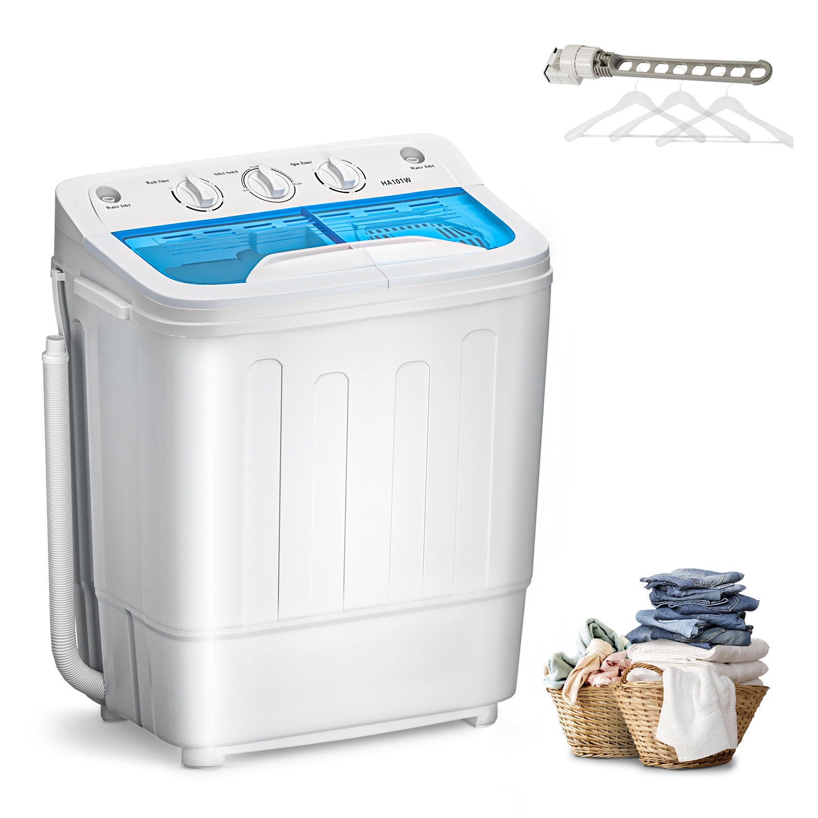 Portable 18lbs Washing Machine With Drying Rack, 11lbs Washer Mini ...