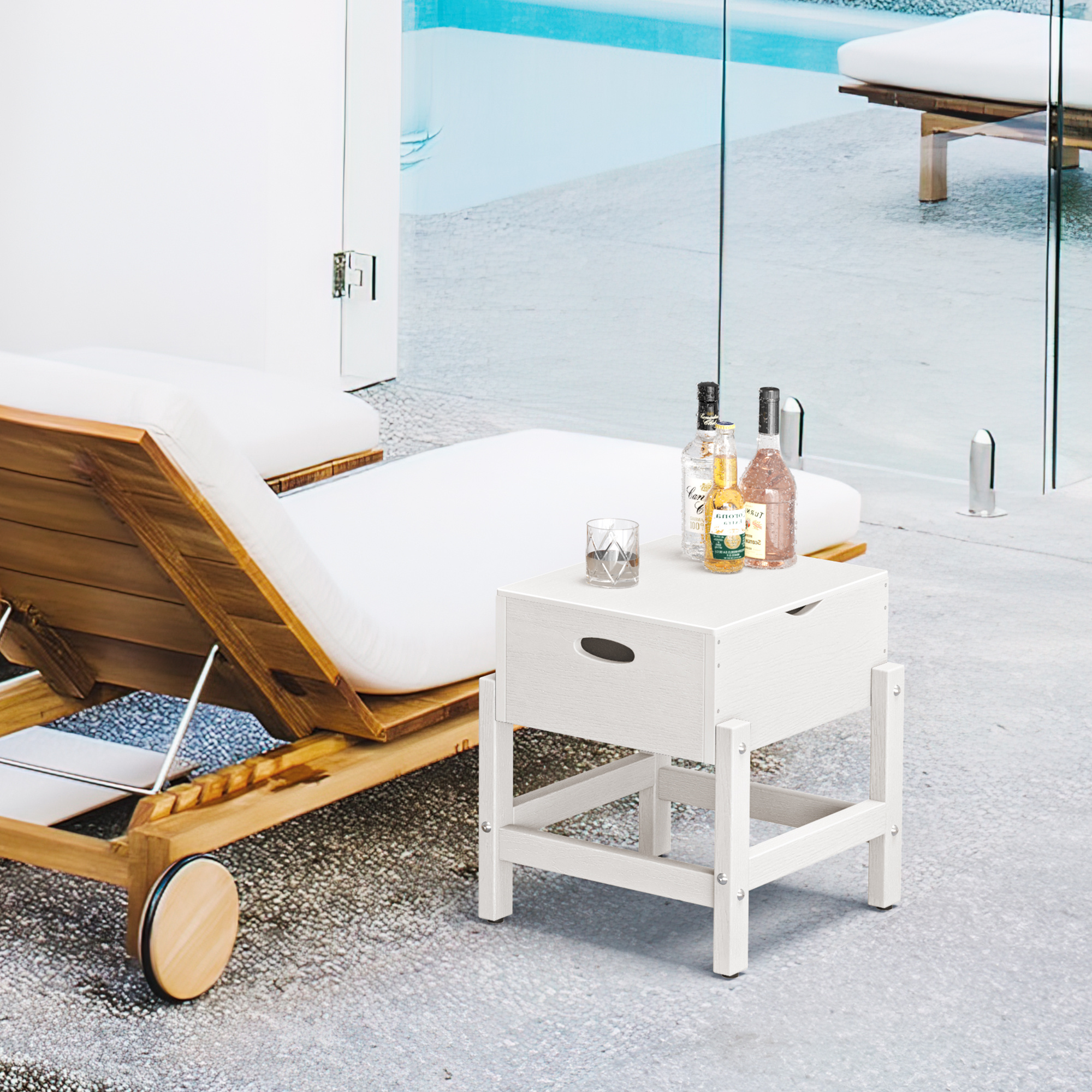 Outdoor Side Table Cooler Patio Side Table Inner Bucket - Temu