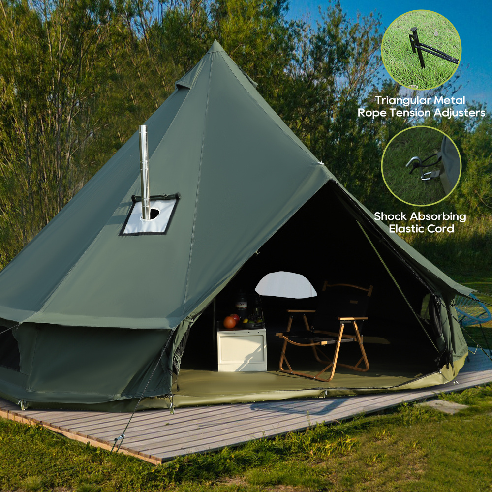3 4 Person Canvas Glamping Bell Tent Luxury Yurt Tent With Stove Jack ...