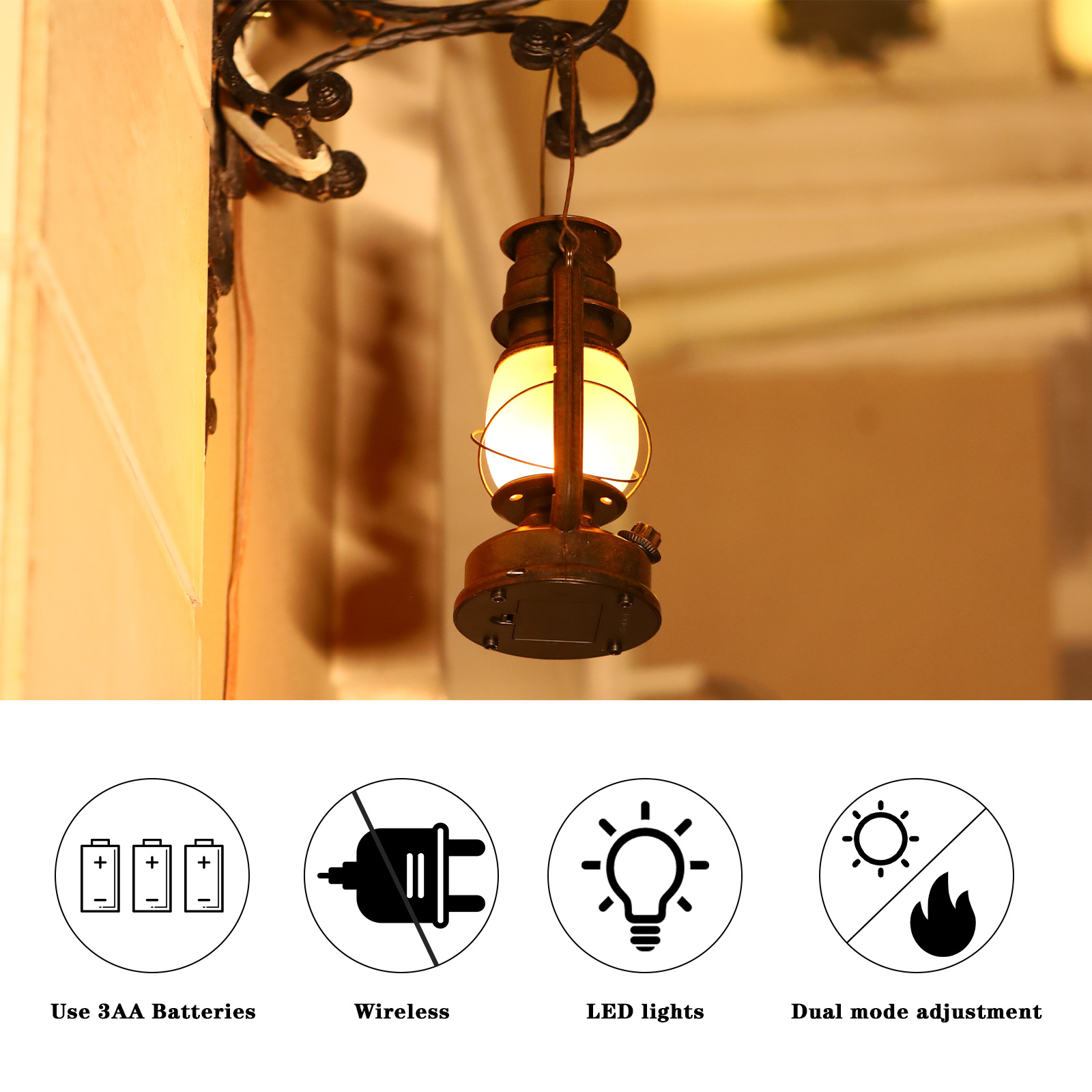 Outdoor Vintage Lantern Led Camping Lamp Hanging Lantern - Temu
