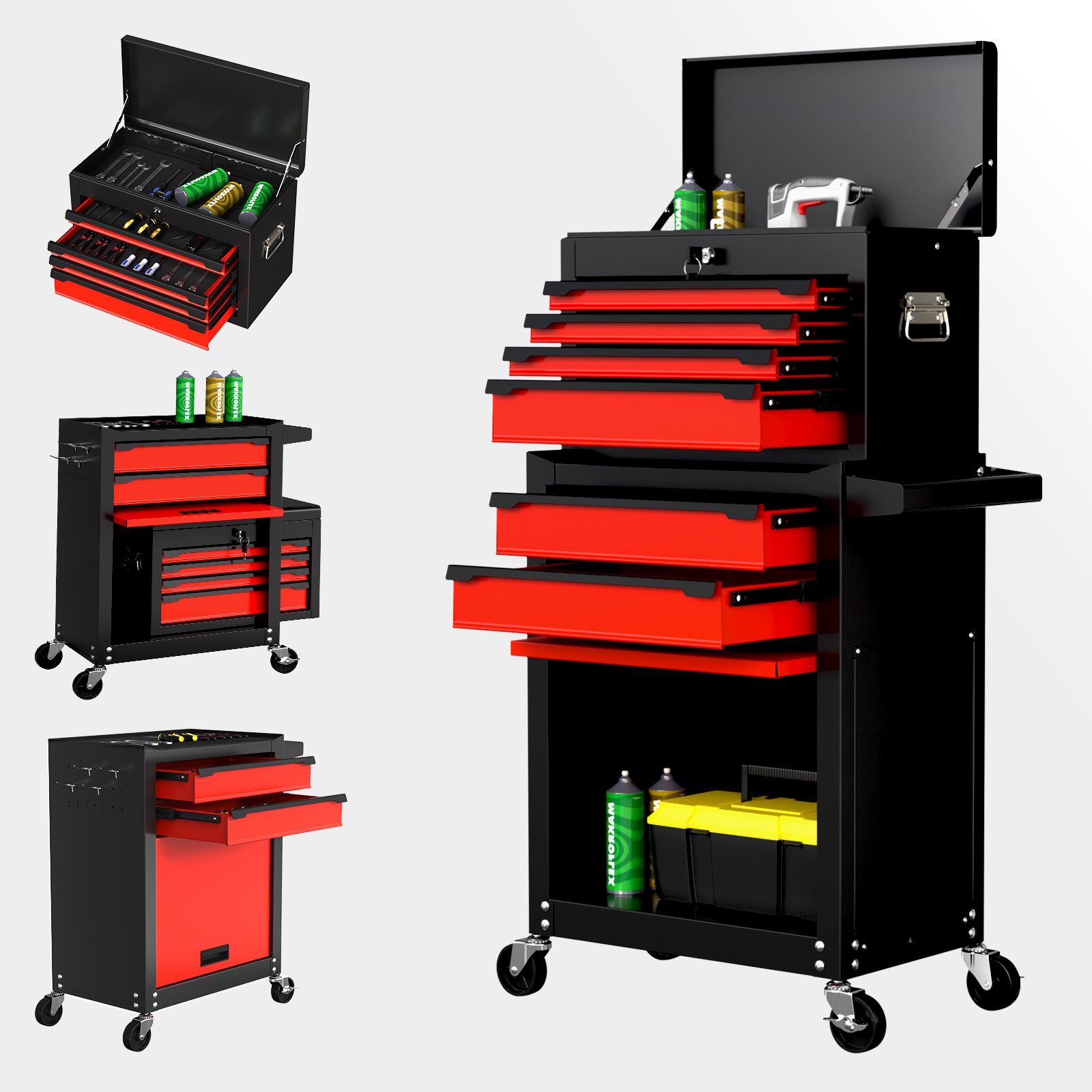 6 Drawer Rolling Tool Chest With Lock Tool Storage Cabinet With Wheels ...