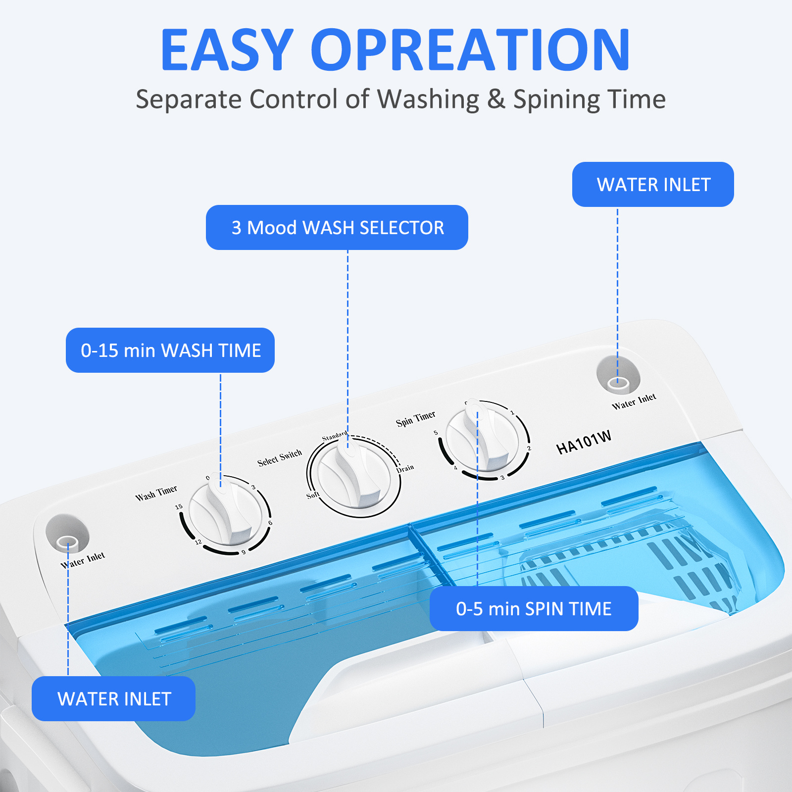 Portable 18lbs Washing Machine With Drying Rack, 11lbs Washer Mini ...