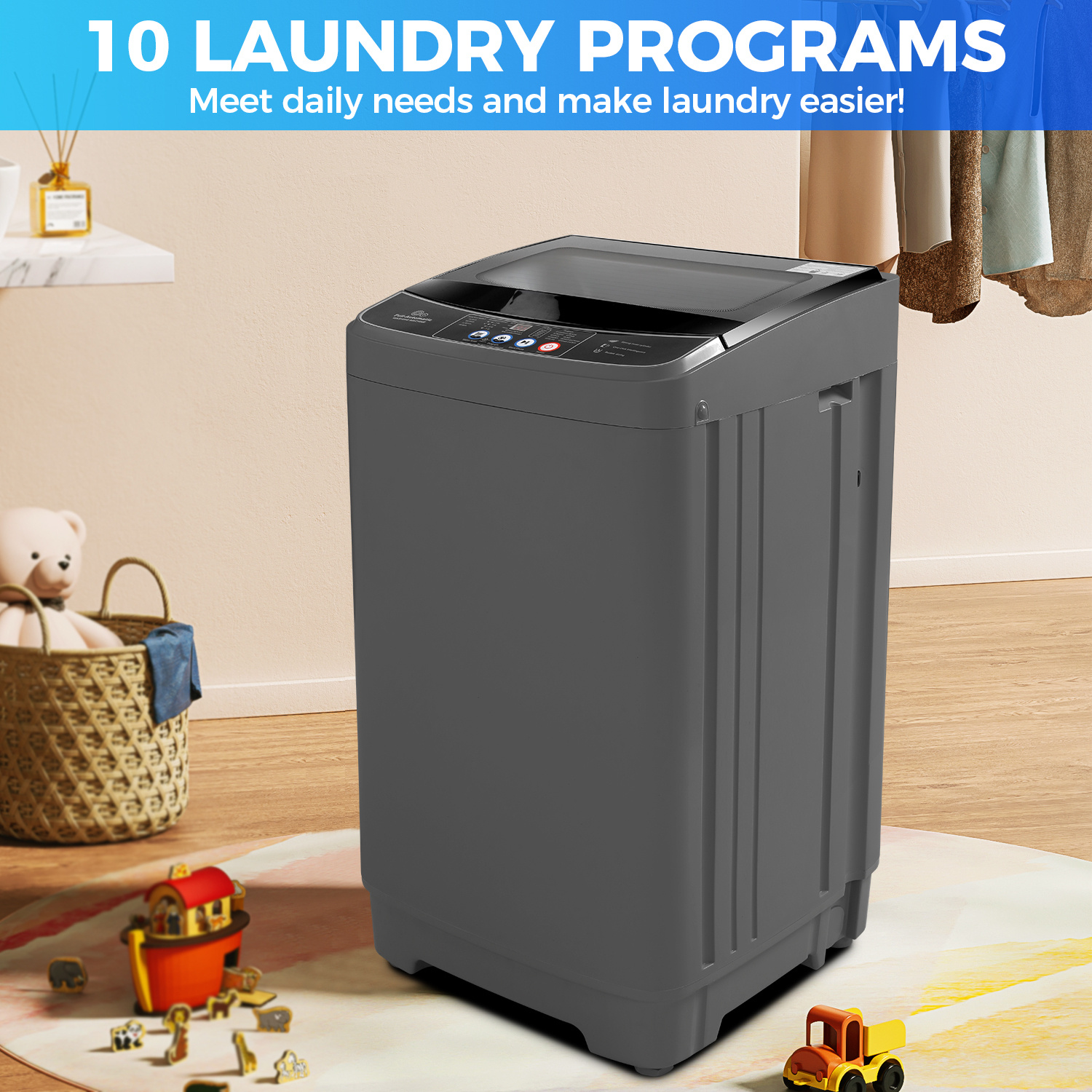 17.8lbs Portable Washer 10 Wash Programs 8 Water Levels - Temu