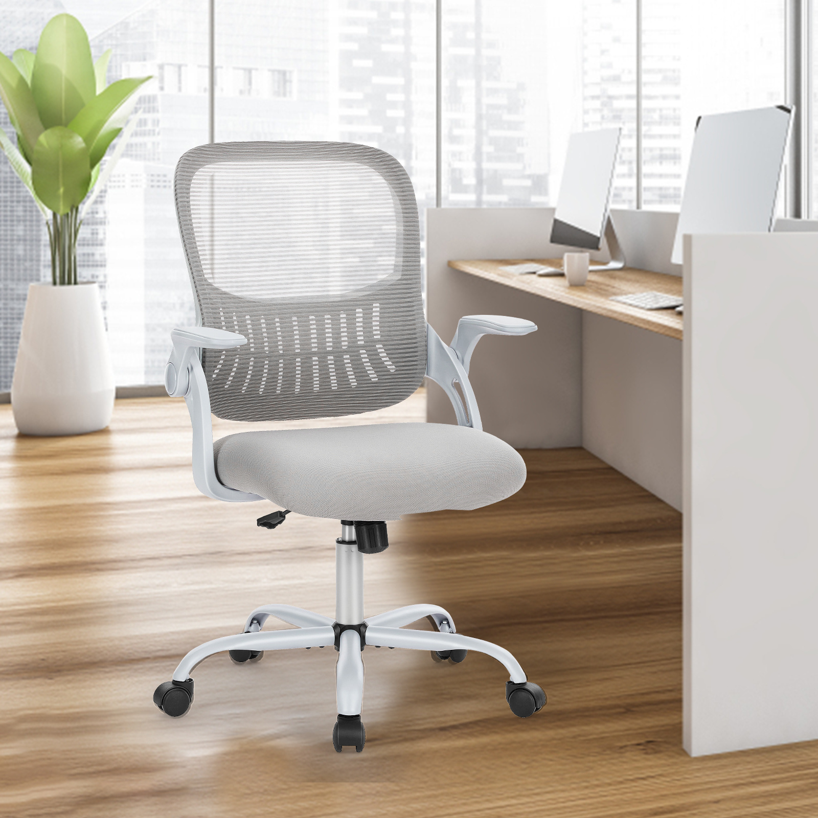 Flip Arms Rolling Office Chair Wheels Ergonomic Comfortable - Temu