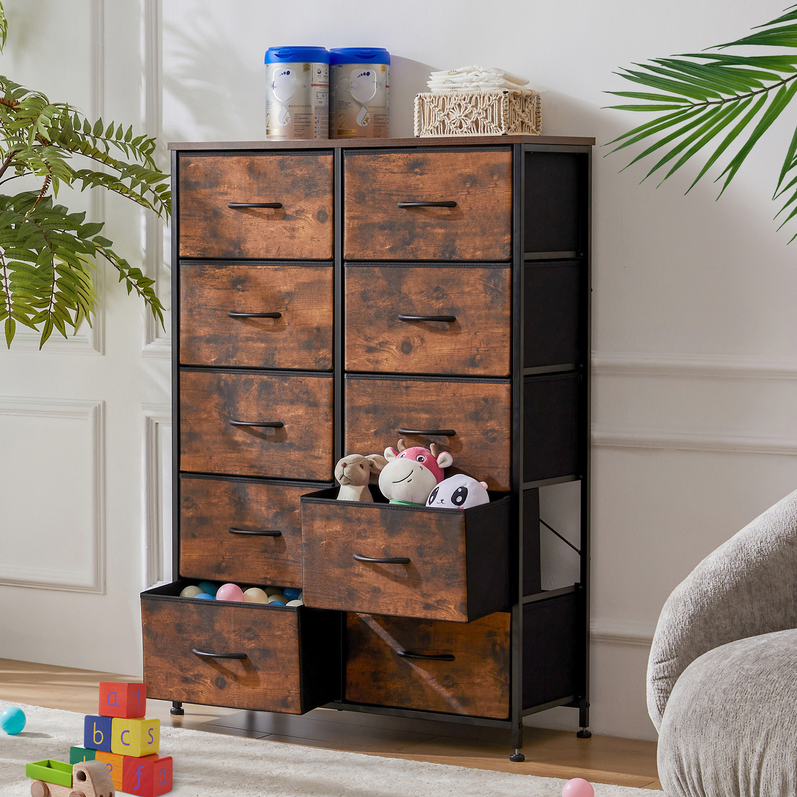 10 Fabric Drawers Dresser Storage Chest Organizer Units Bins - Temu