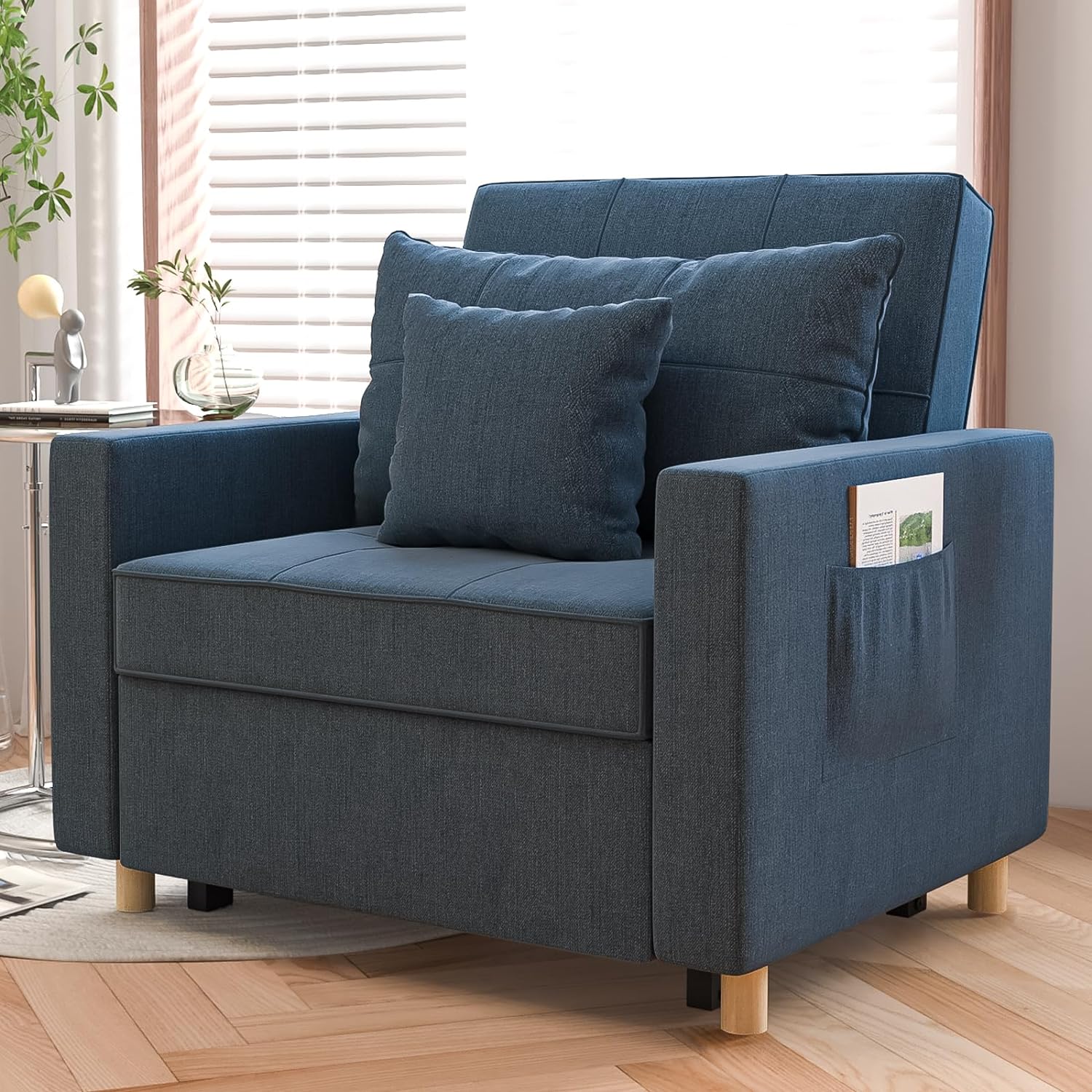 40 Inch Sleeper Chair Bed 3 In 1 Convertible Futon Chair Multi ...