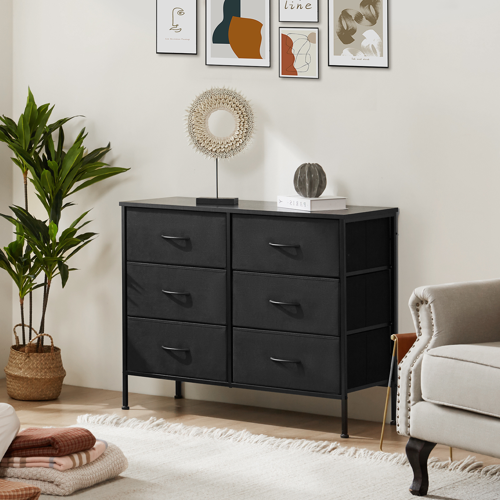 6 Fabric Drawers Dresser Storage Chest Organizer Units Bins - Temu