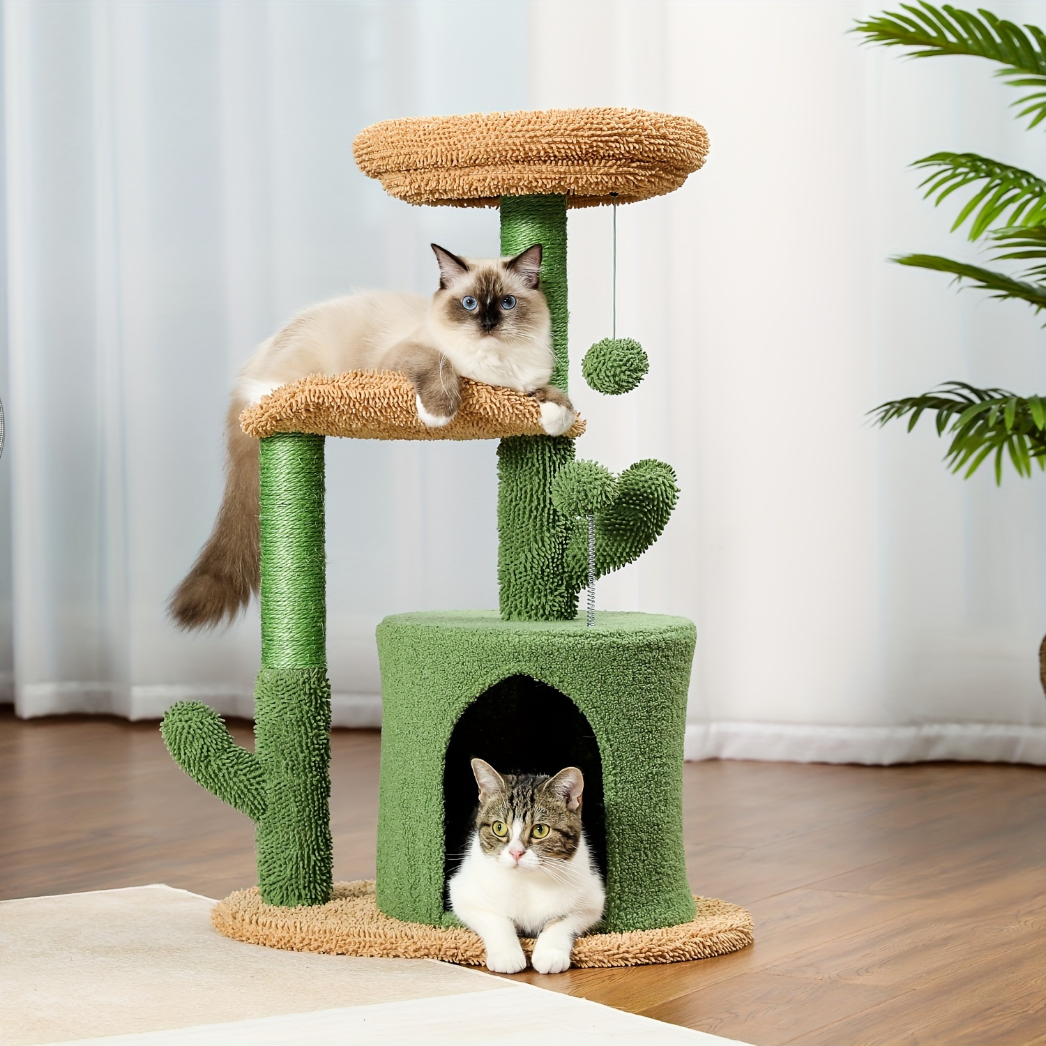 Cactus Cat Tree Cat Tower Condo Plush Sisal - Temu