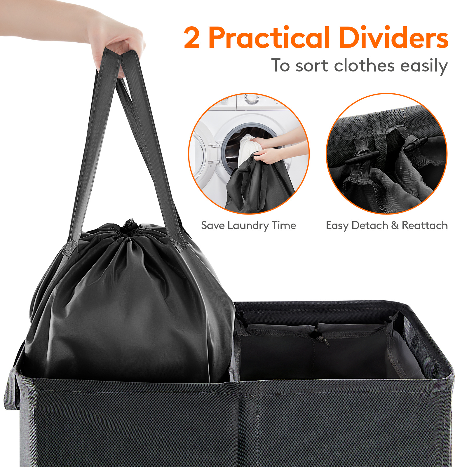 Double Laundry Hamper Lid Removable Laundry Bags Divided - Temu