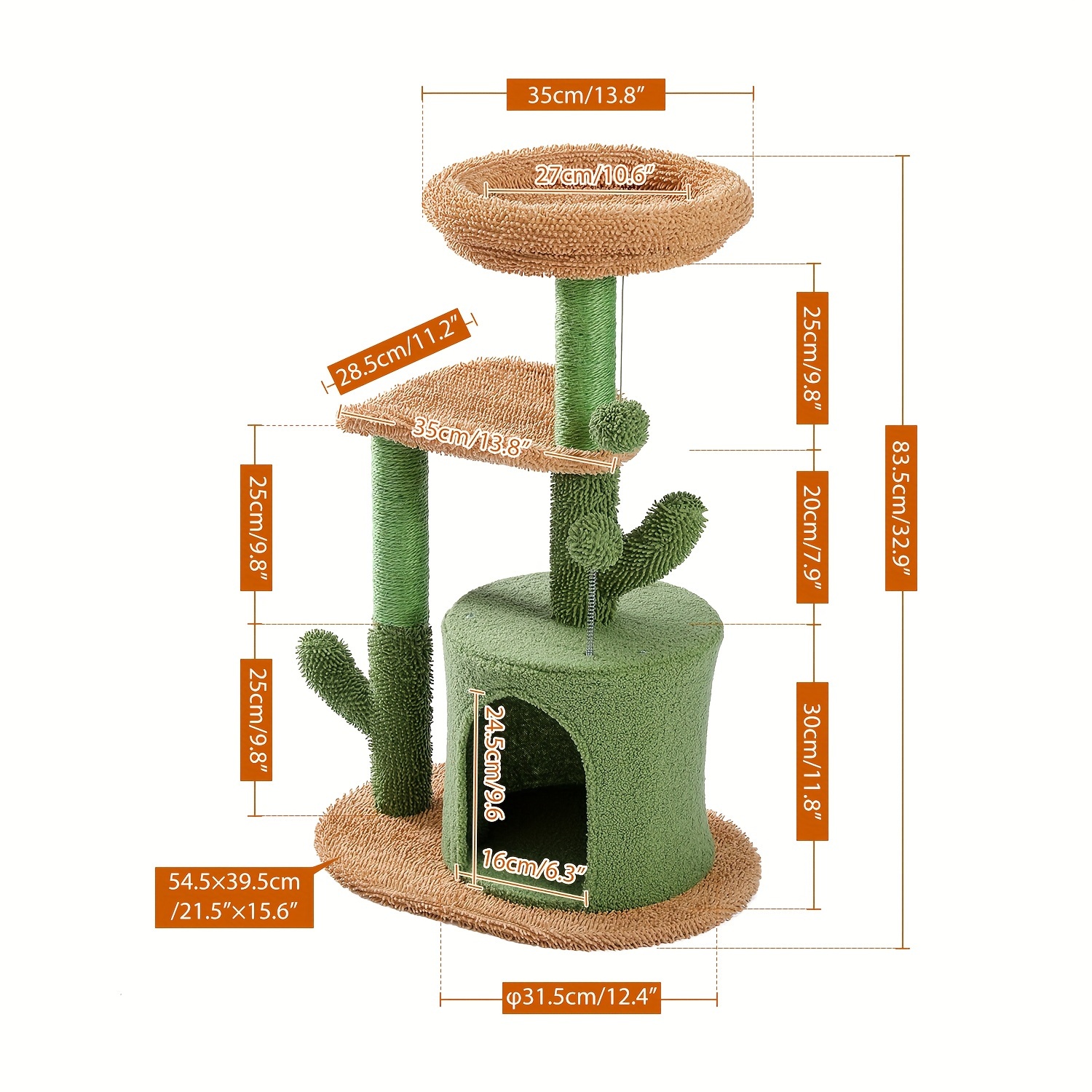 Cactus Cat Tree Cat Tower Condo Plush Sisal - Temu