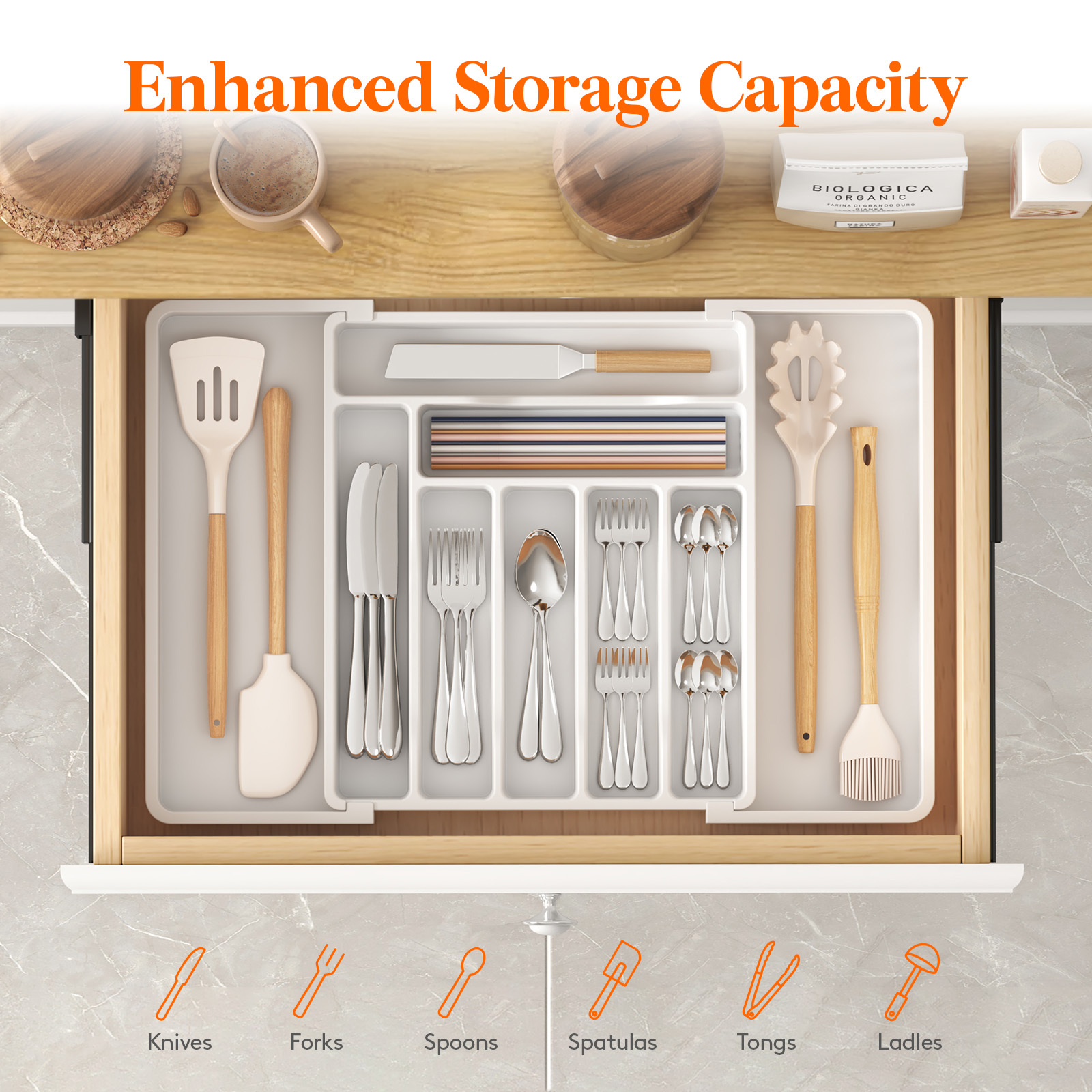 Silverware Drawer Organizer Expandable Utensil Organizer - Temu