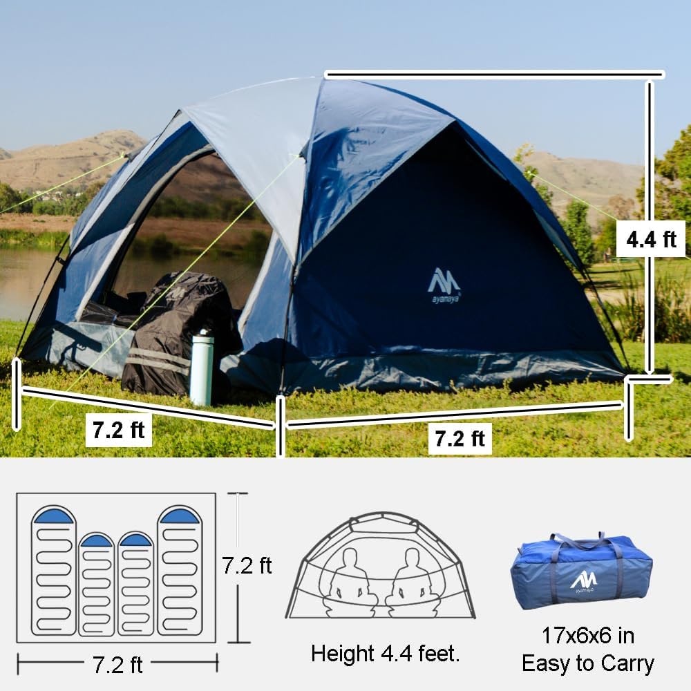 3 Person Waterproof Dome Camping Tent With Removable Rainfly Easy Up ...