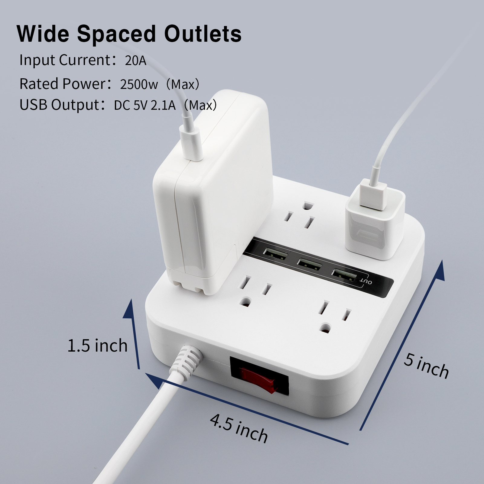서지 보호기 전원 스트립 6개의 넓은 콘센트 및 4개의 Usb 포트1 Usb C 여행 유람선 및 기숙사 객실 Temu