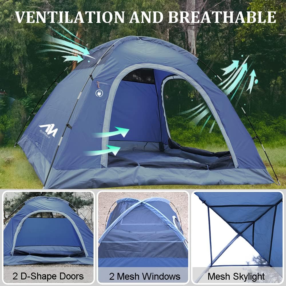 3 Person Waterproof Dome Camping Tent With Removable Rainfly Easy Up ...