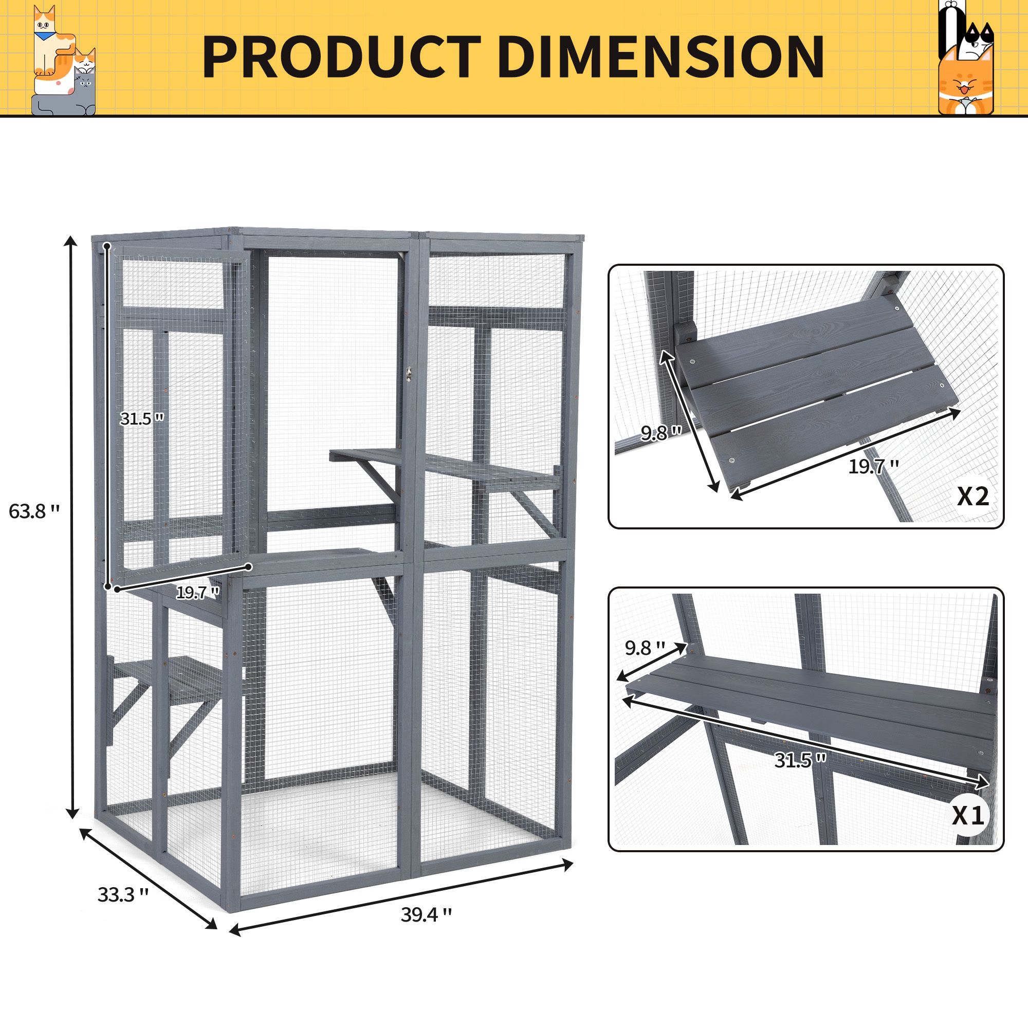 Outdoor Cat Enclosure Window Access Wooden Cat House - Temu