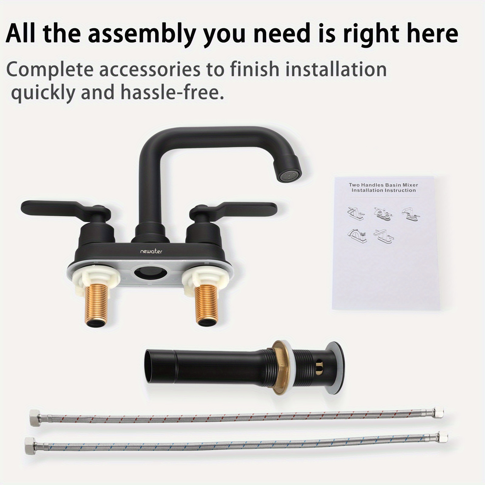 Stainless Steel Hot Cold Double Handle Basin Faucet Sewer - Temu