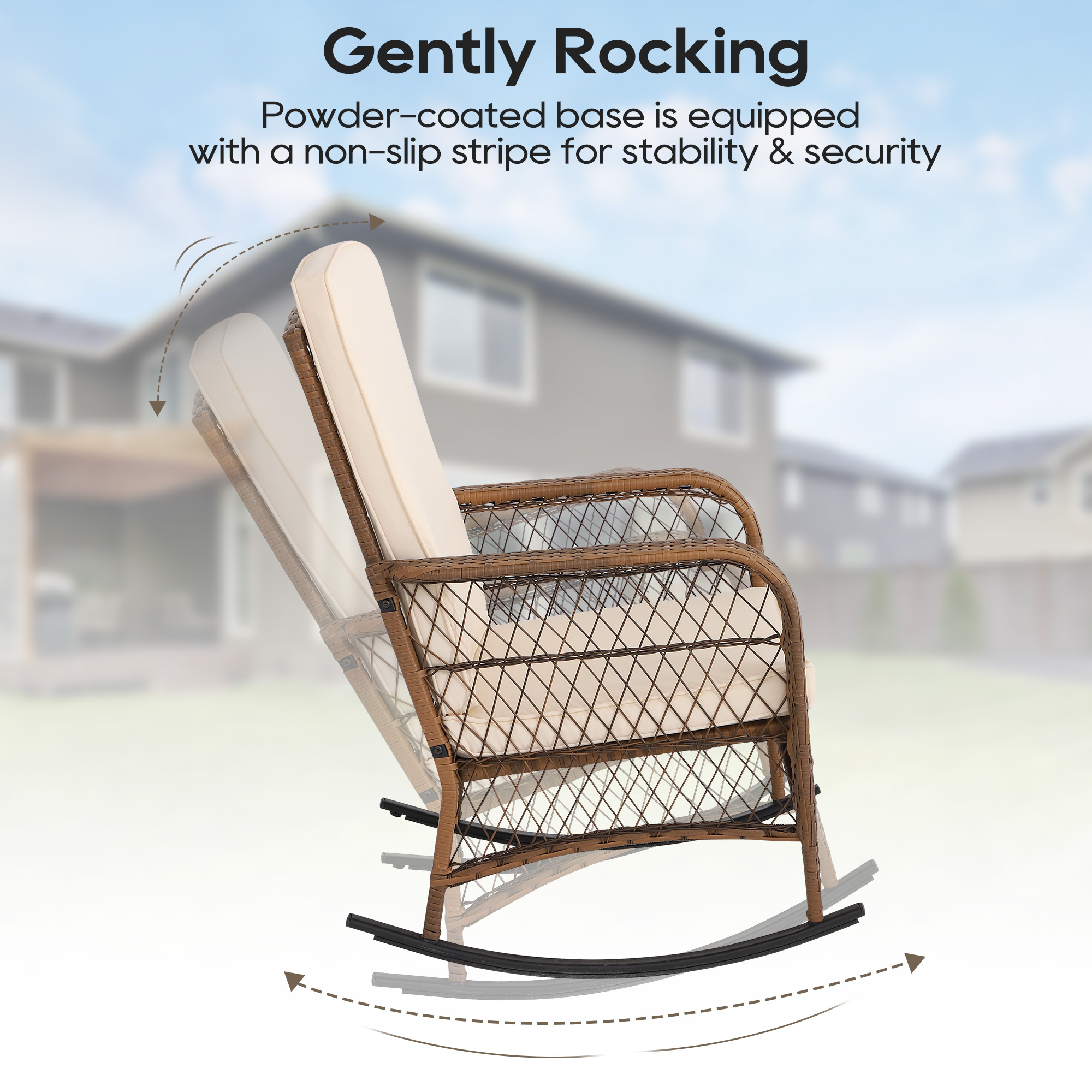 Patio Conversation Set Outdoor Rocking Chairs Wicker Bistro - Temu