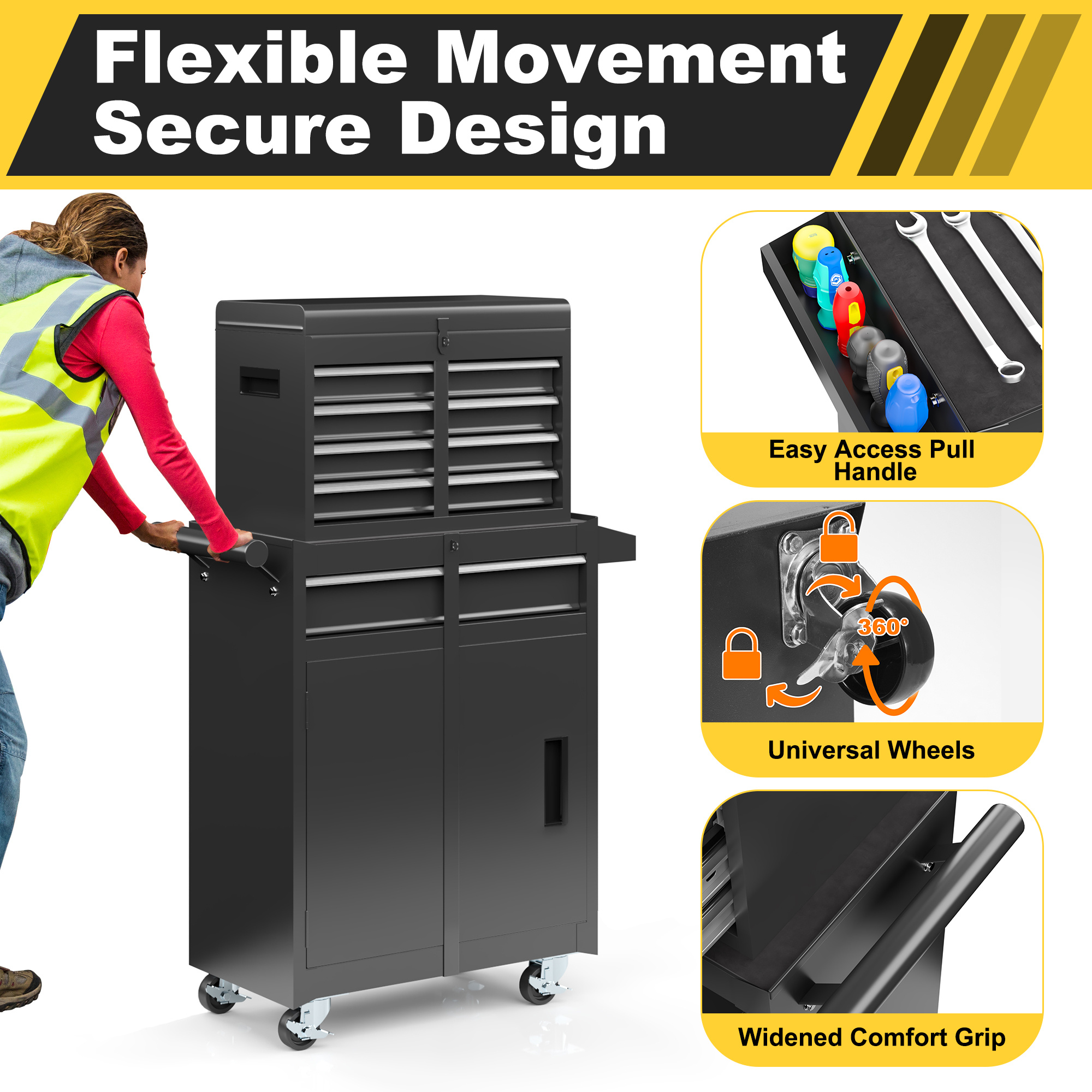 Portable 5 Drawer Rolling Tool Chest With Packaging Removable And ...