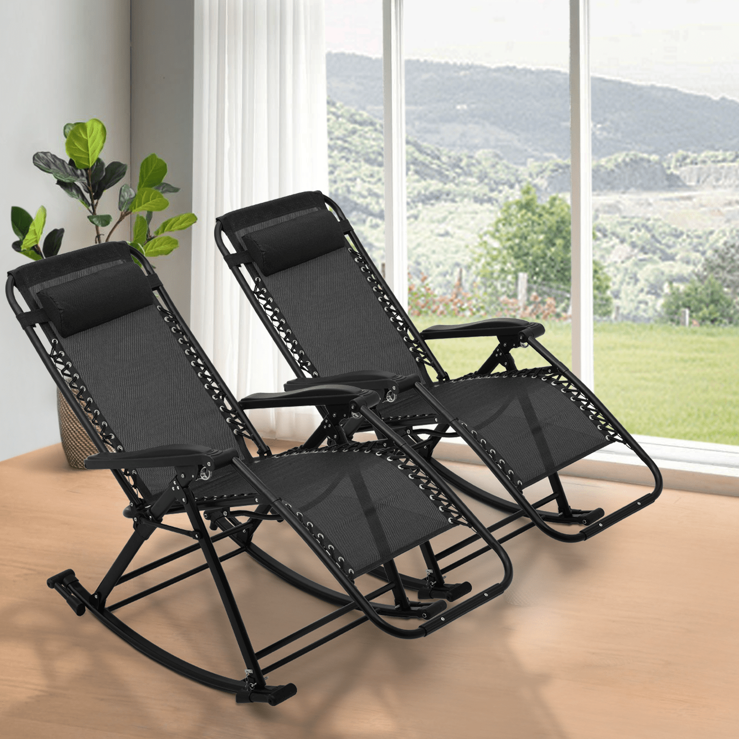 Rocking Lounger Outdoor Chair Portable High Back - Temu