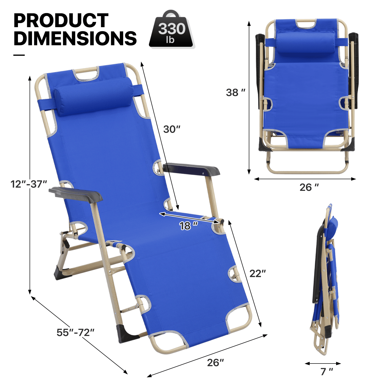 Patio Folding Lounge Chair Outdoor Lawn Folding - Temu