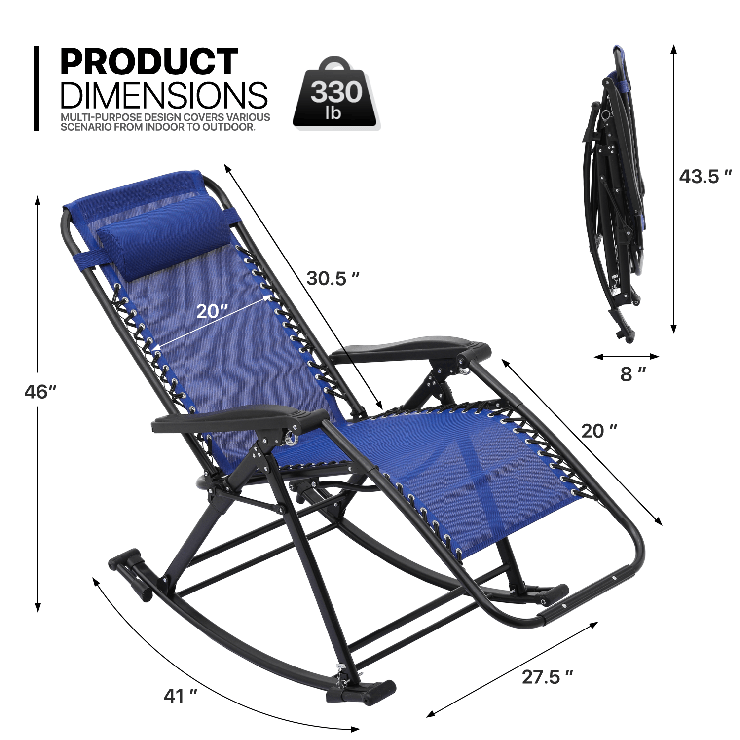 Rocking Lounger Outdoor Chair Portable High Back - Temu