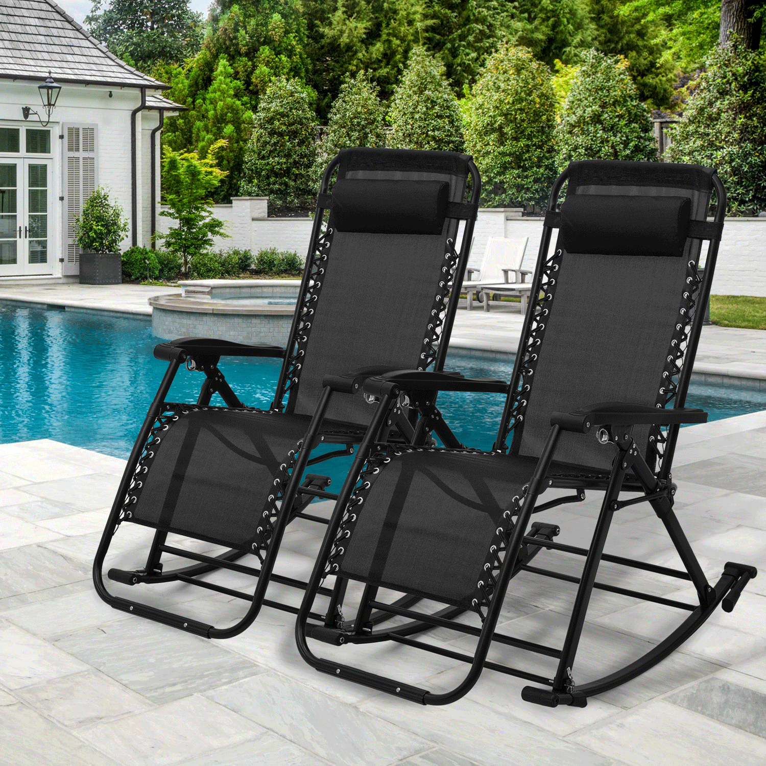 Rocking Lounger Outdoor Chair Portable High Back - Temu
