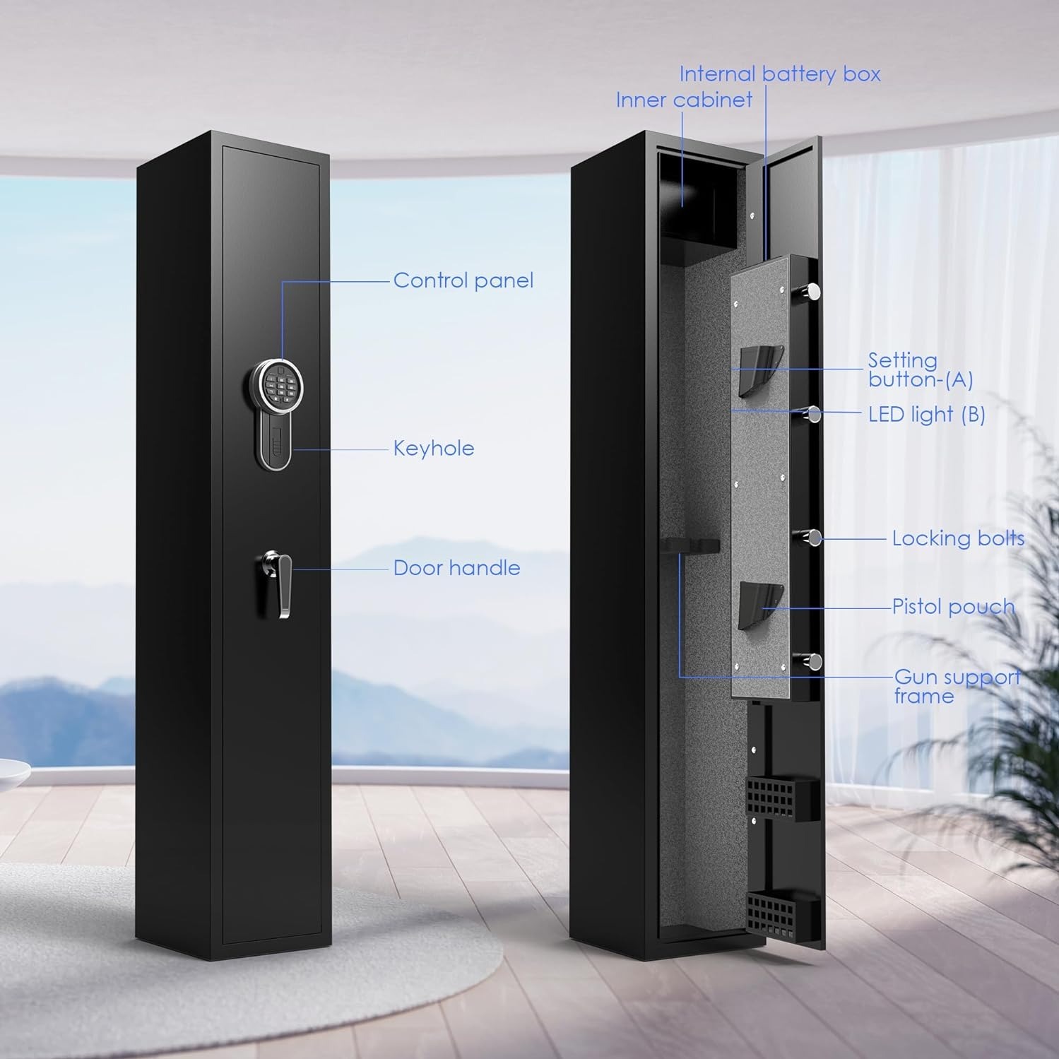 Rifle Gun Safe Quick Access Keypad Lock 3 Guns Security - Temu