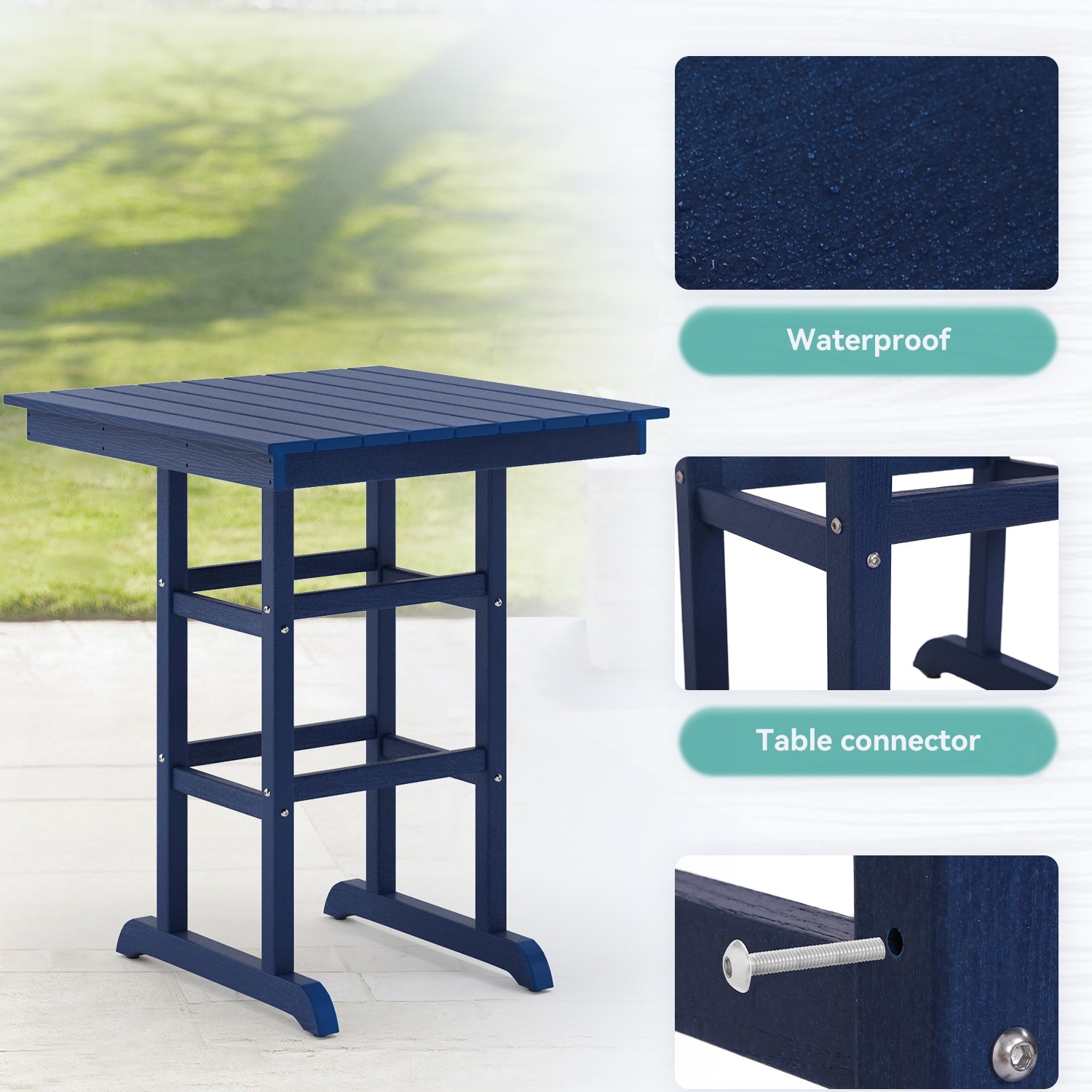 Outdoor Bar Table Square Top Pub Table Pe Weather Resistant - Temu