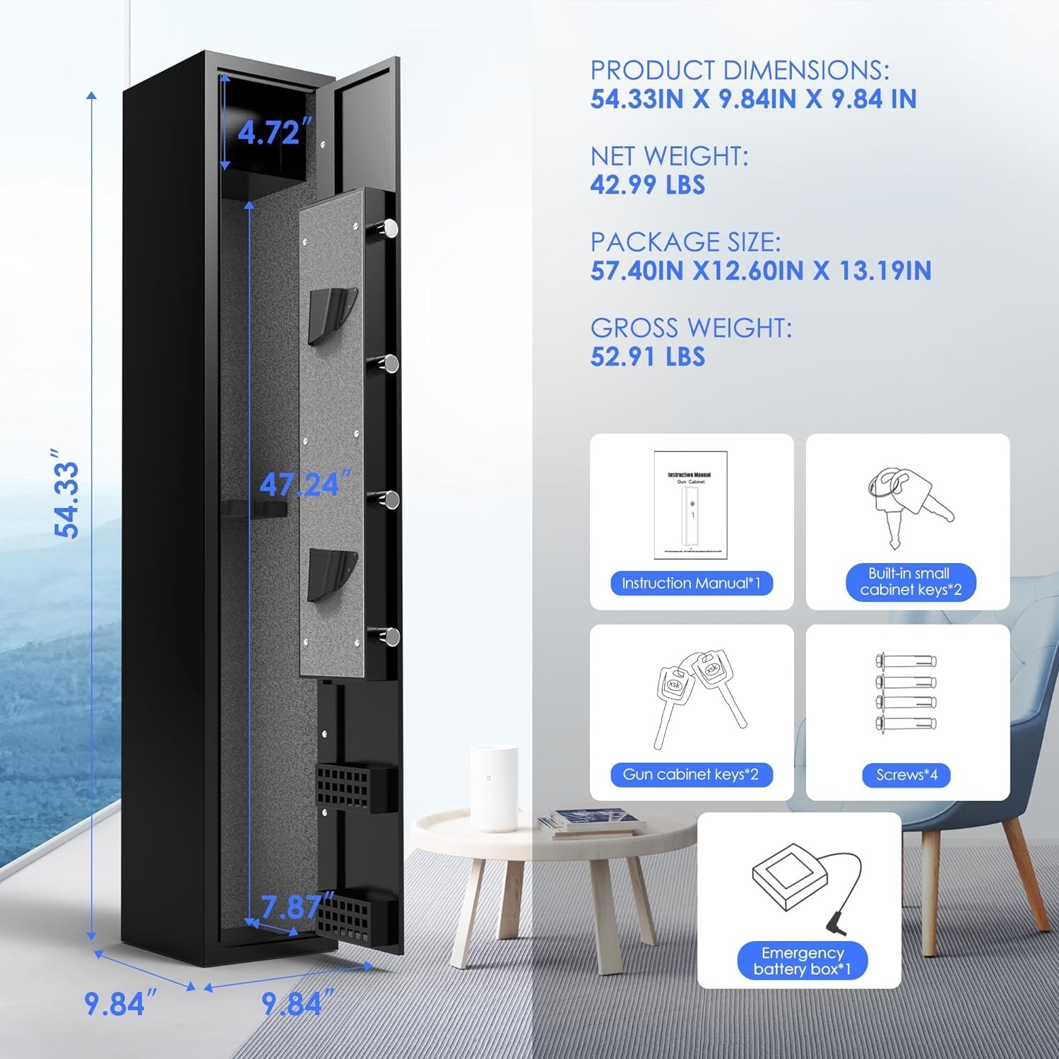 Rifle Gun Safe Quick Access Keypad Lock 3 Guns Security - Temu