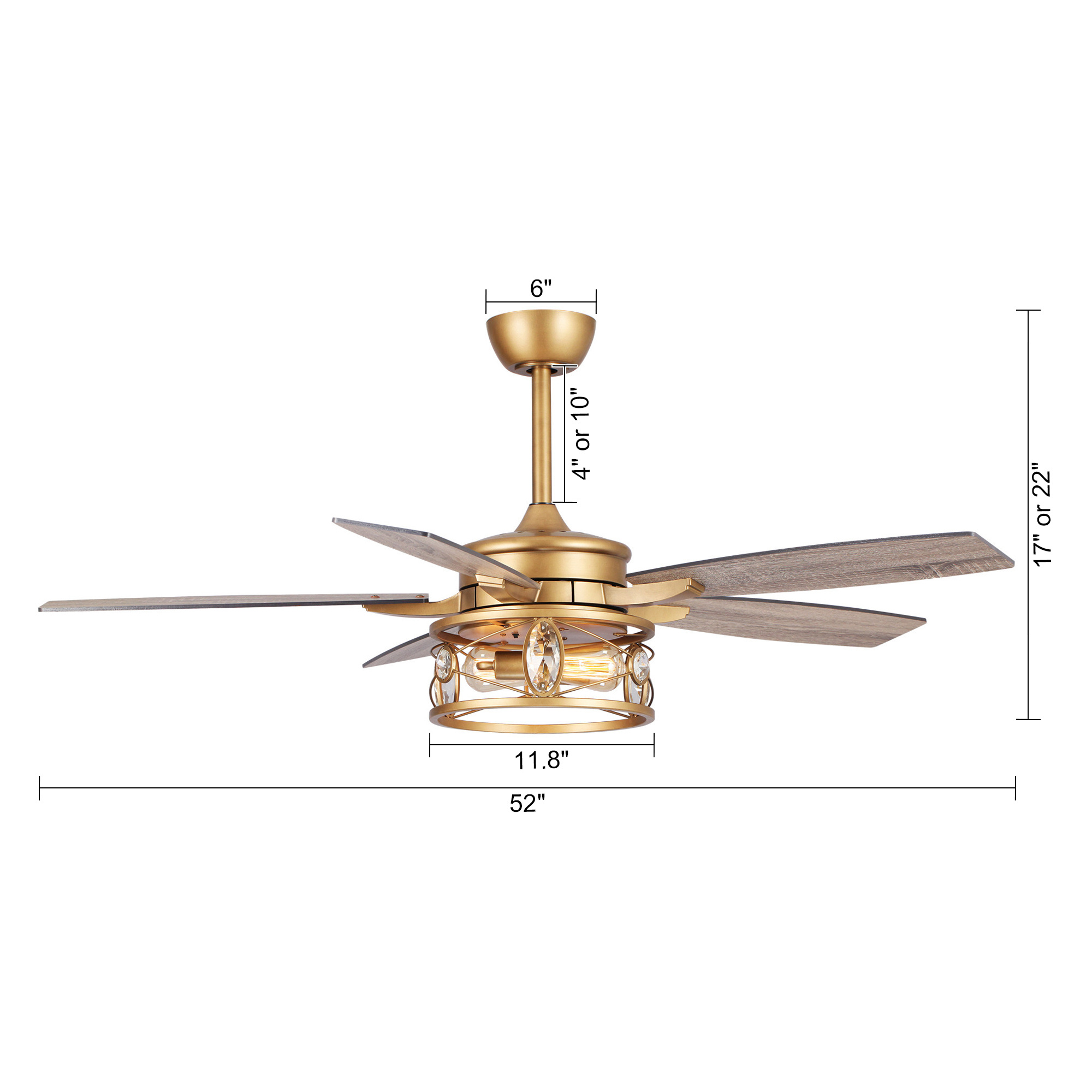 Indoor 5 blade Copper Ceiling Fan Remote Control Light Kit - Temu