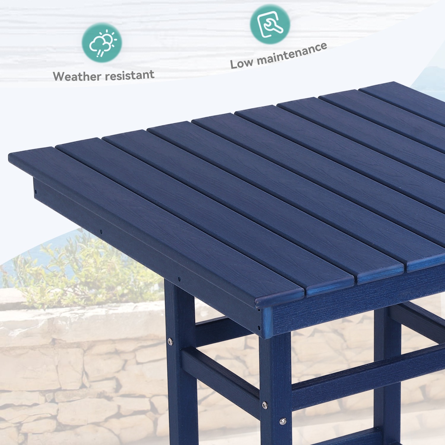 Outdoor Bar Table Square Top Pub Table Pe Weather Resistant - Temu
