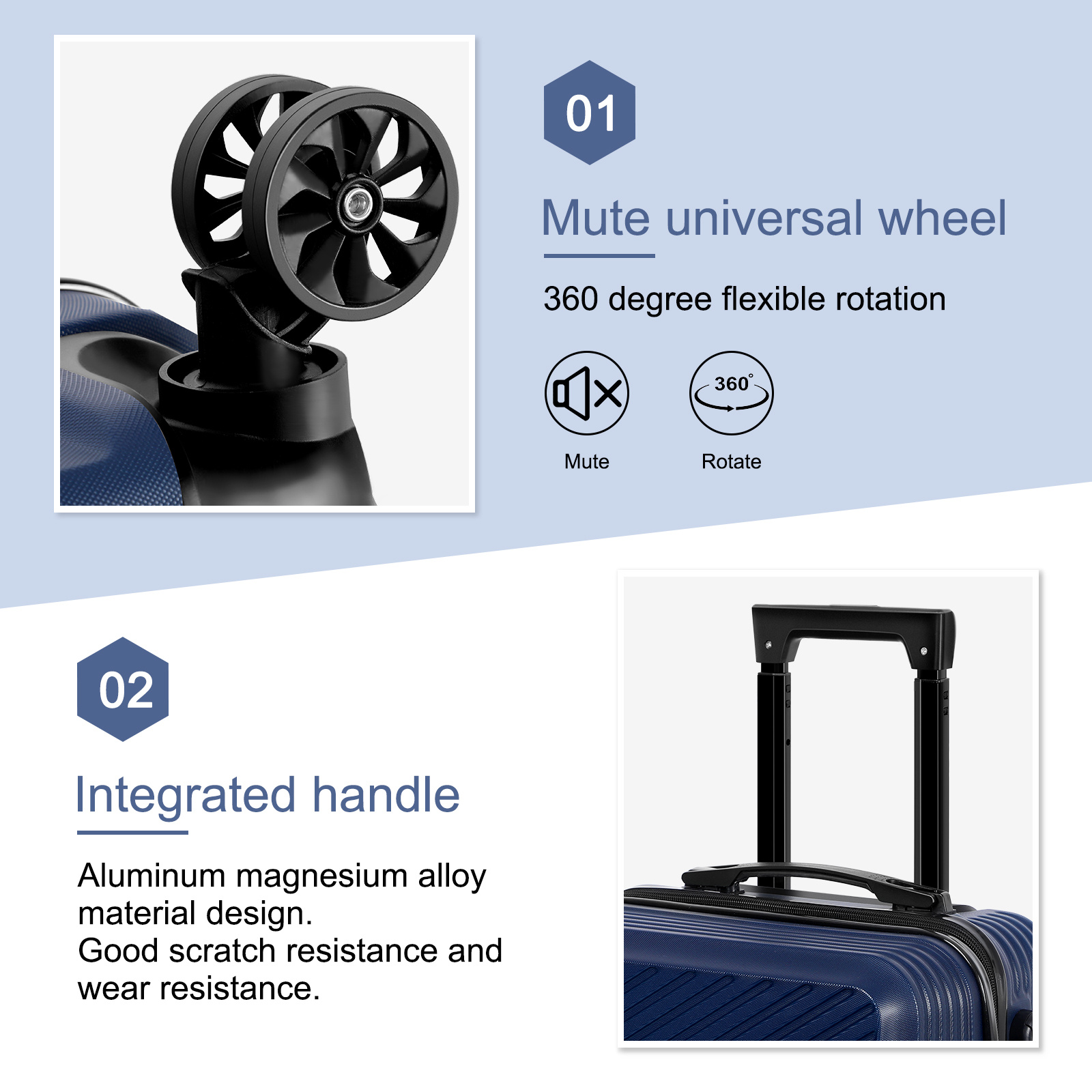 Hardside Spinner Wheel Luggage Carry Check Suitcase - Temu