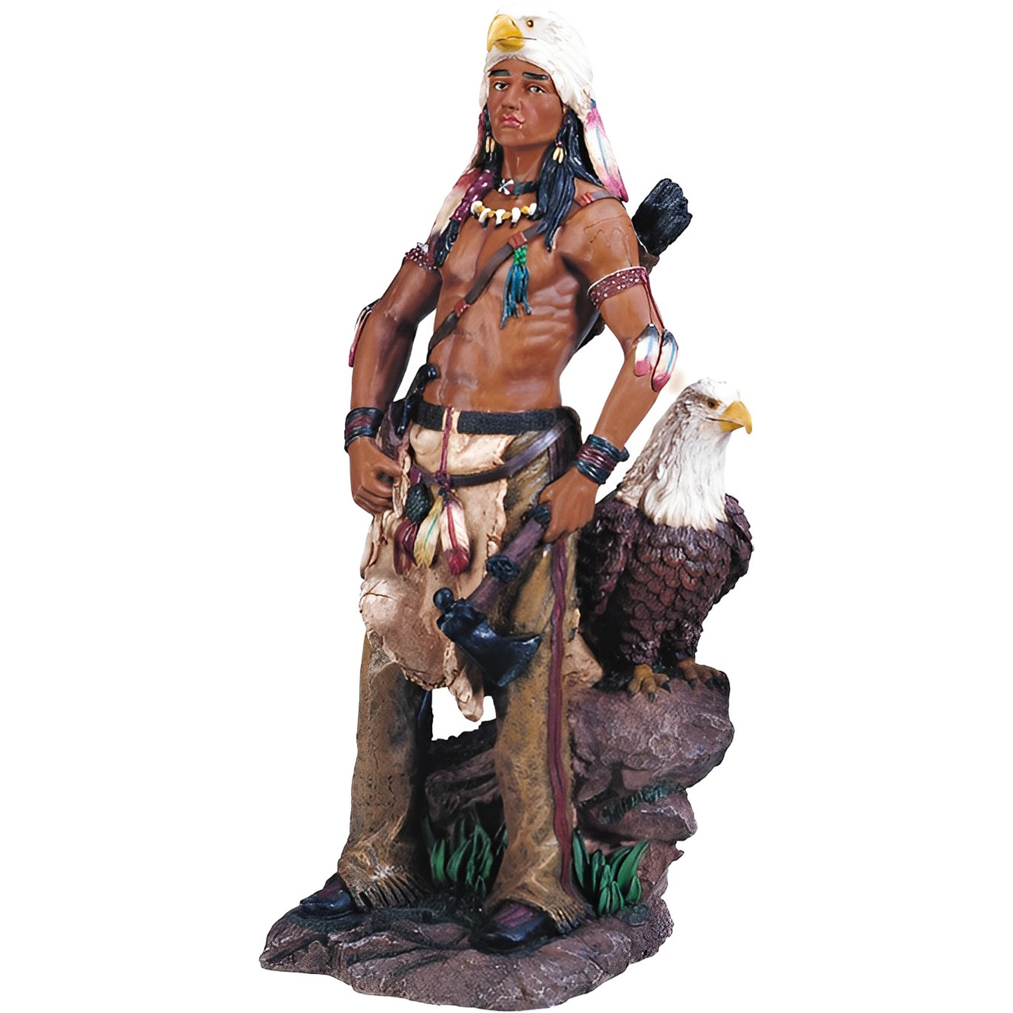 17"h Indian Warrior Statue Native American - Temu