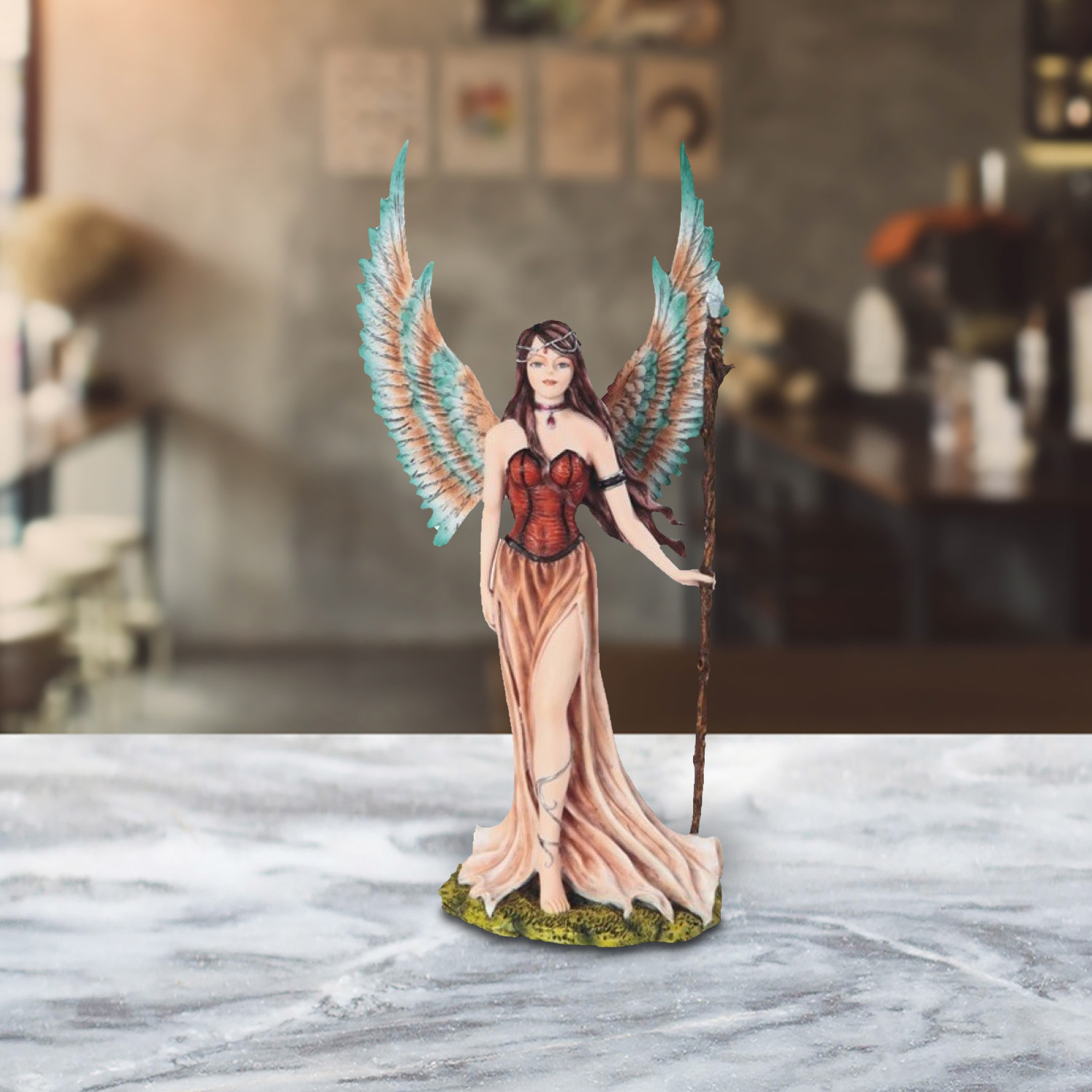 11.5"h Brown Blue Winged Fairy Wand Figurine Statue - Temu