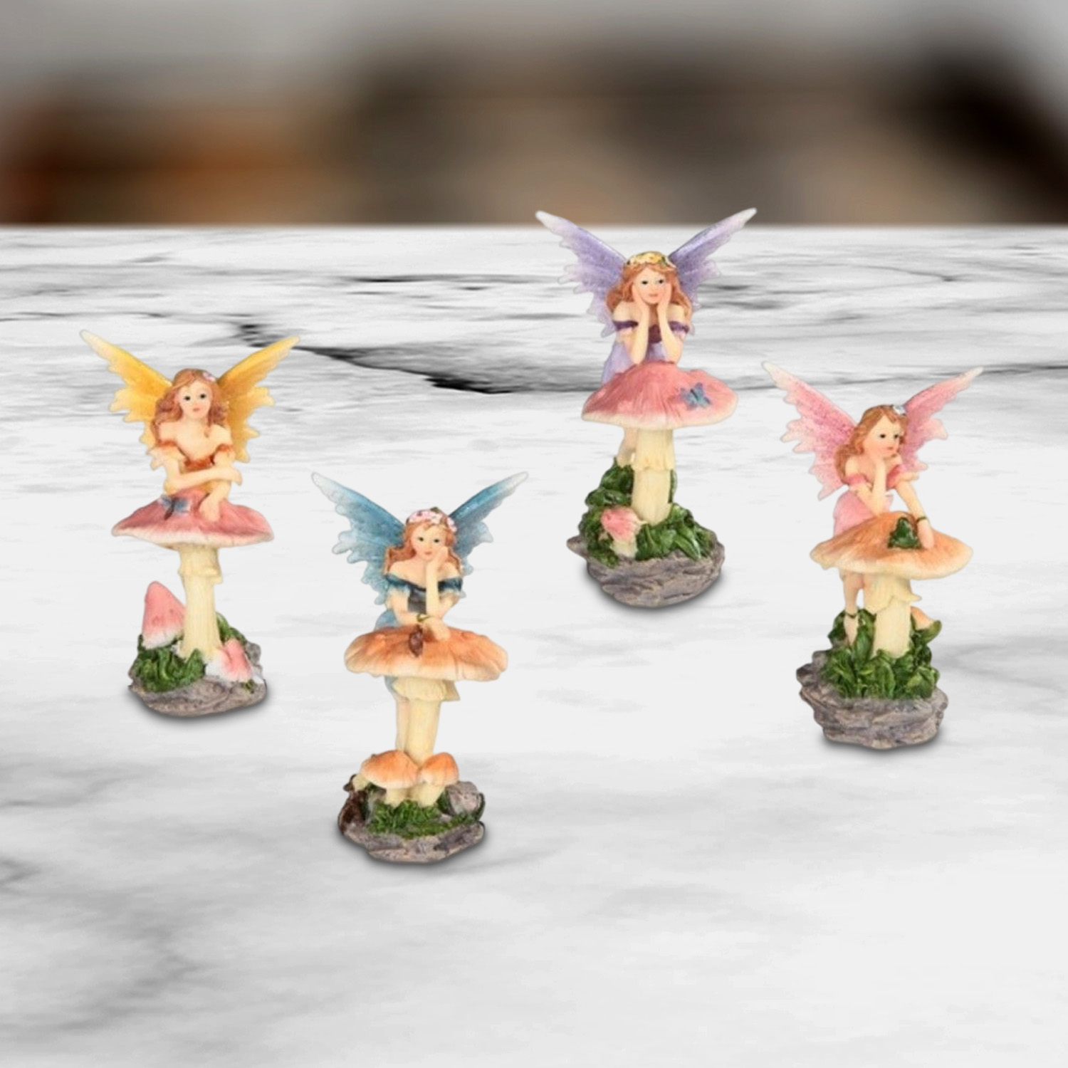 Fairy Mushroom 4"h Figurine Set Statue Home/room - Temu