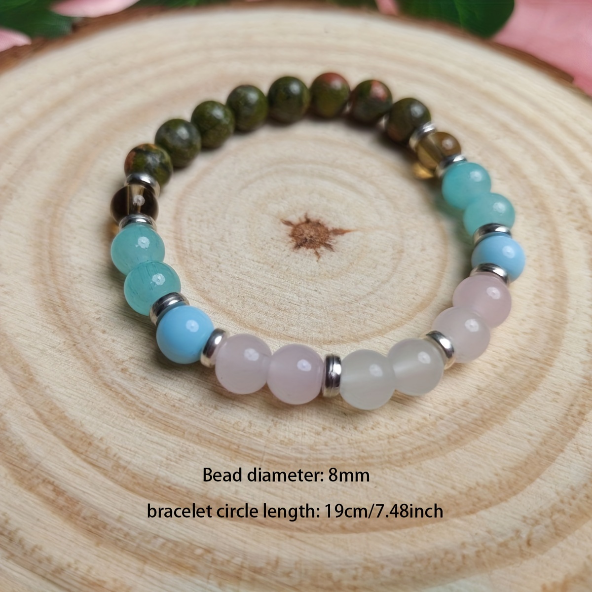 8mm 천연 아쿠아 마린 그린 페르시 팔찌 남성과 여성 패션 팔찌 보석 선물 친구와 동급 - Temu