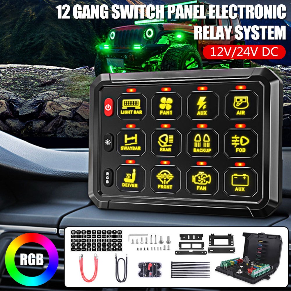 Rgb Led Switch Panel 12 Gang Electronic Relay System For Off Road Truck ...