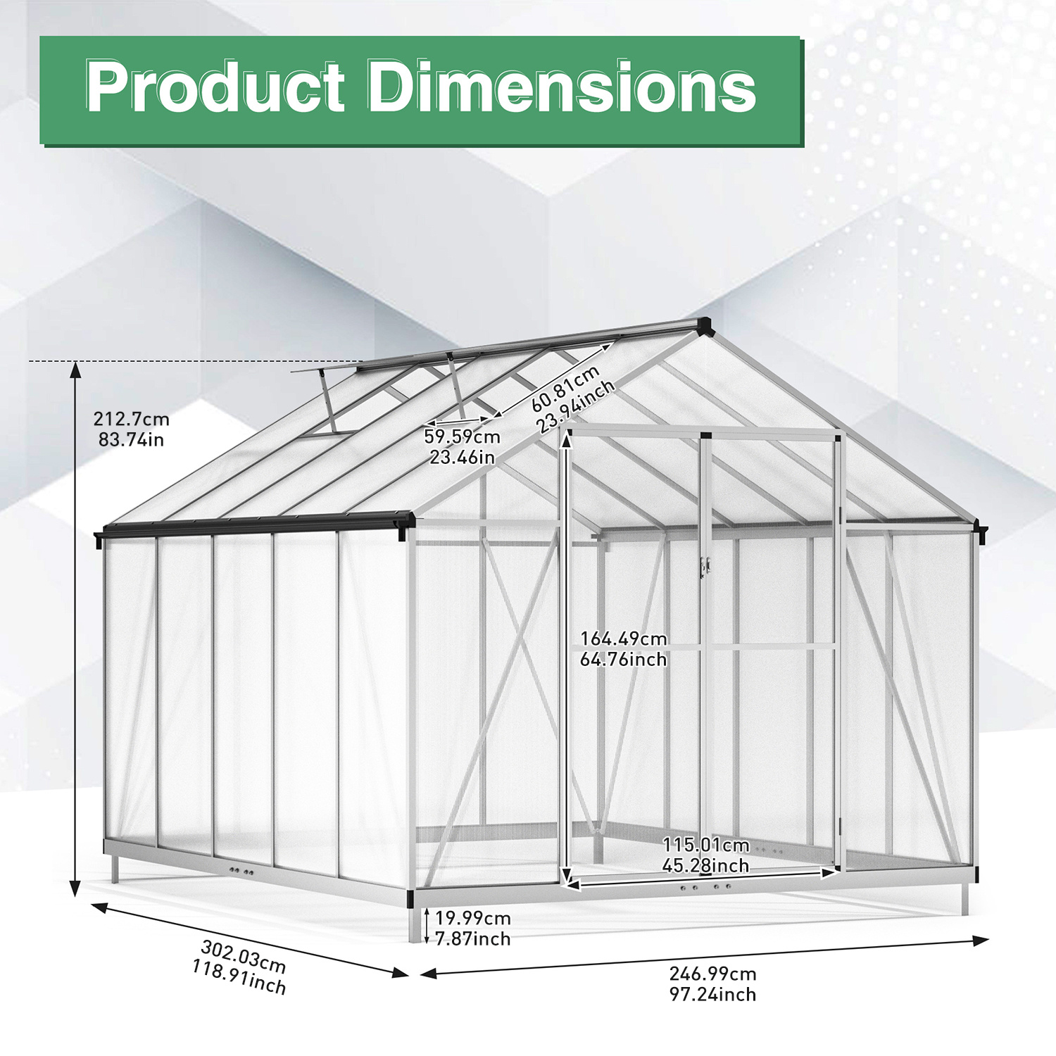 8' X 10' Polycarbonate Outdoor Greenhouse Aluminum Walk in - Temu