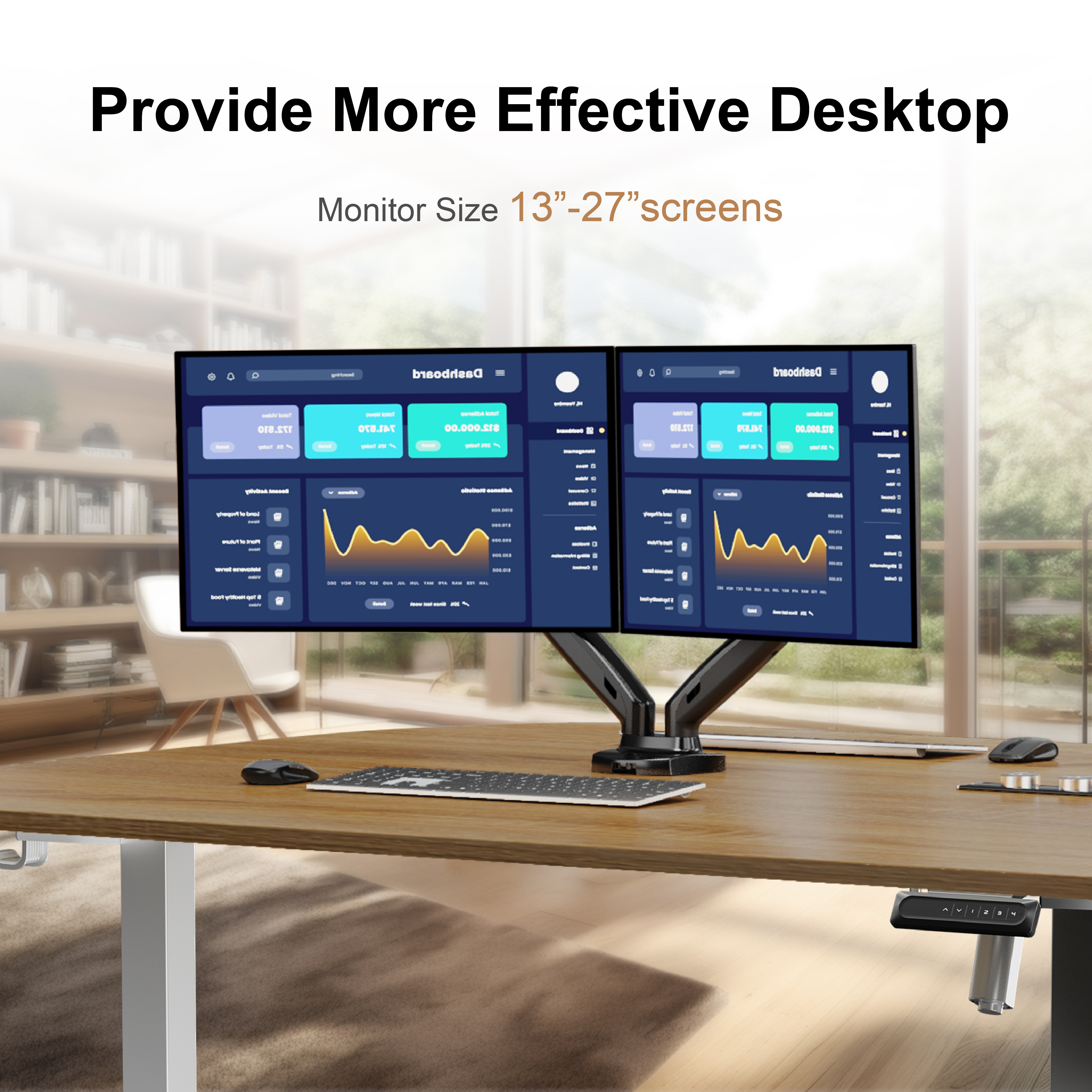 Dual Monitor Stand, Adjustable Spring Monitor Desk Mount Swivel Vesa ...