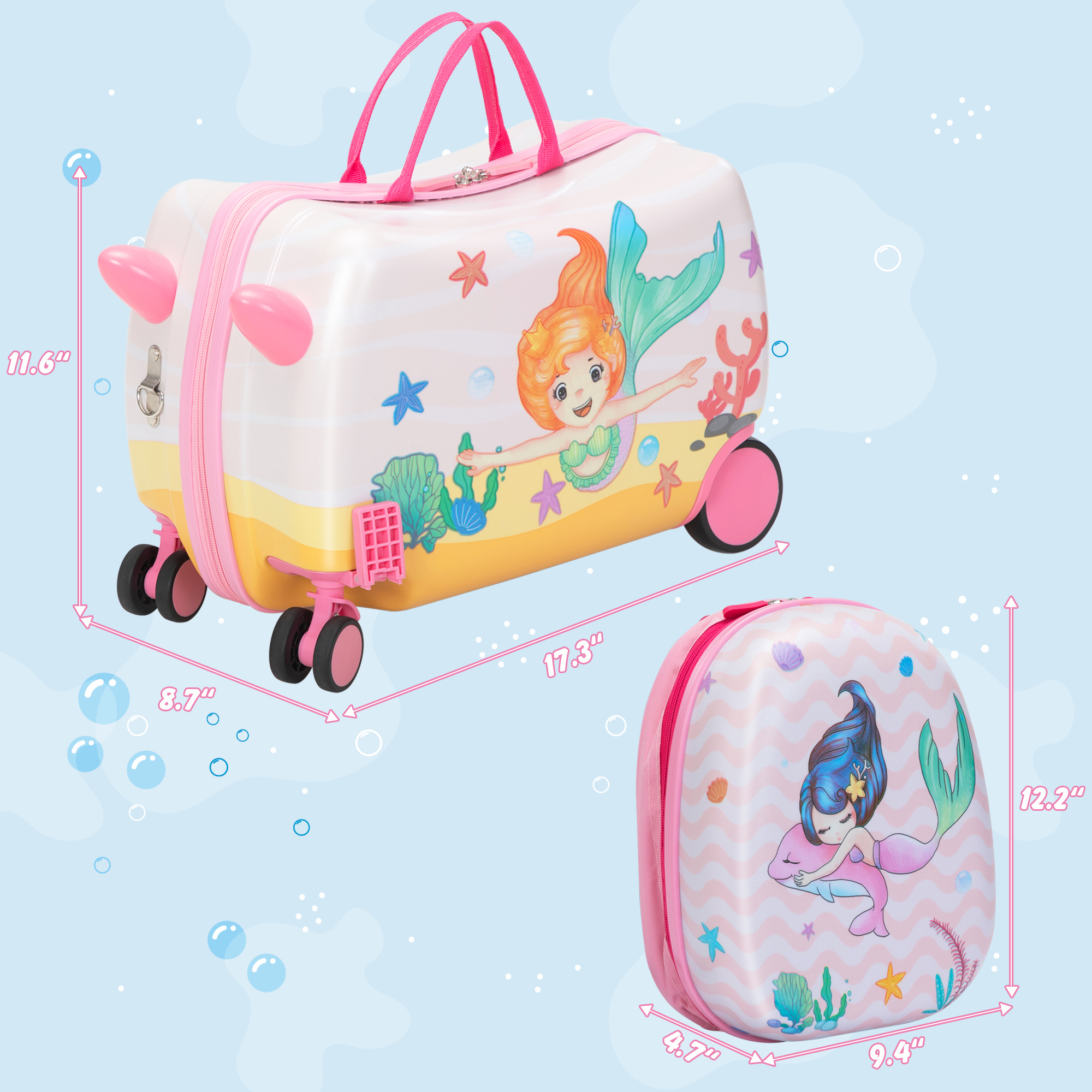 Ride Suitcase Backpack Kids Ride Luggage Wheels Carry - Temu