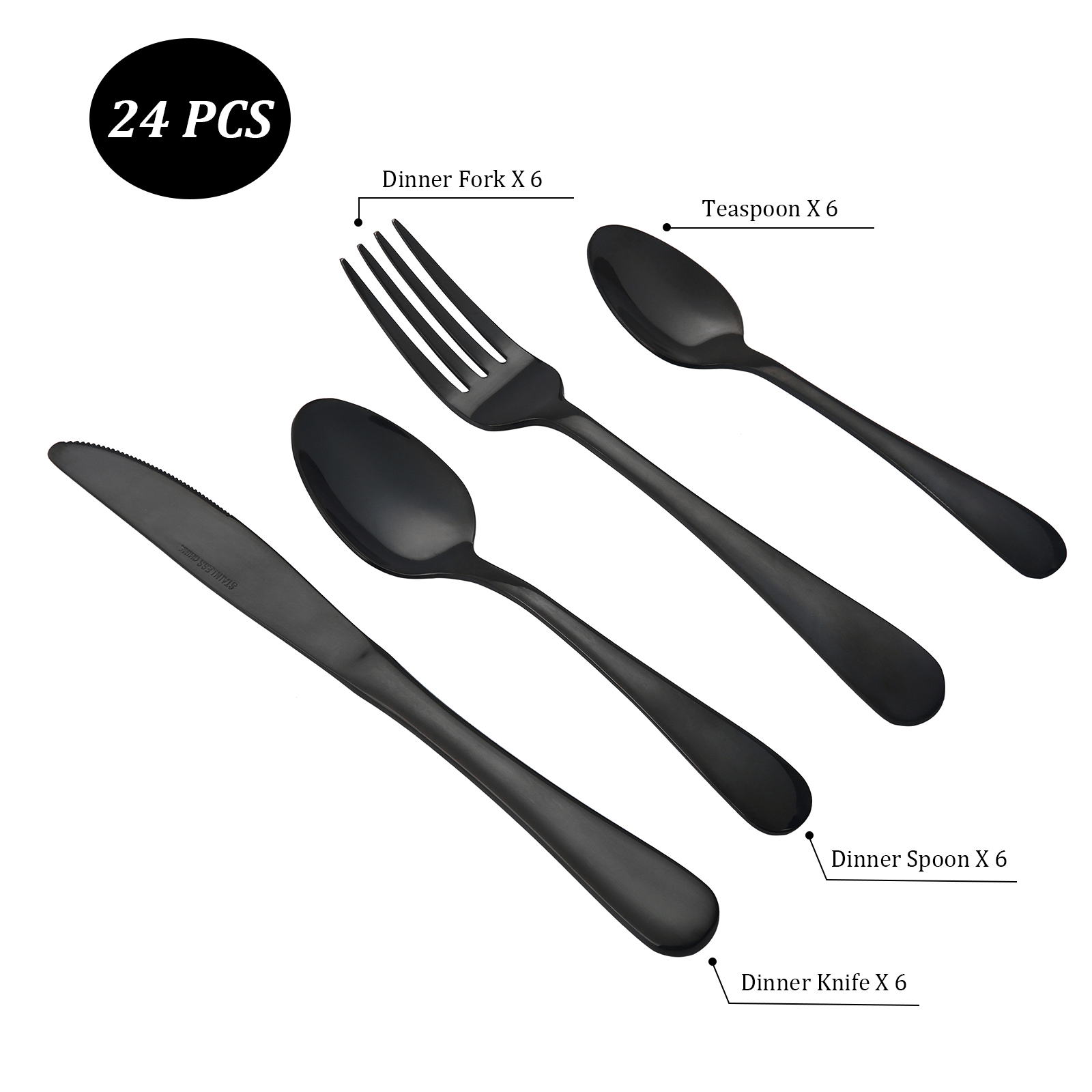 Silverware Set Stainless Steel Flatware Set Service 6 - Temu