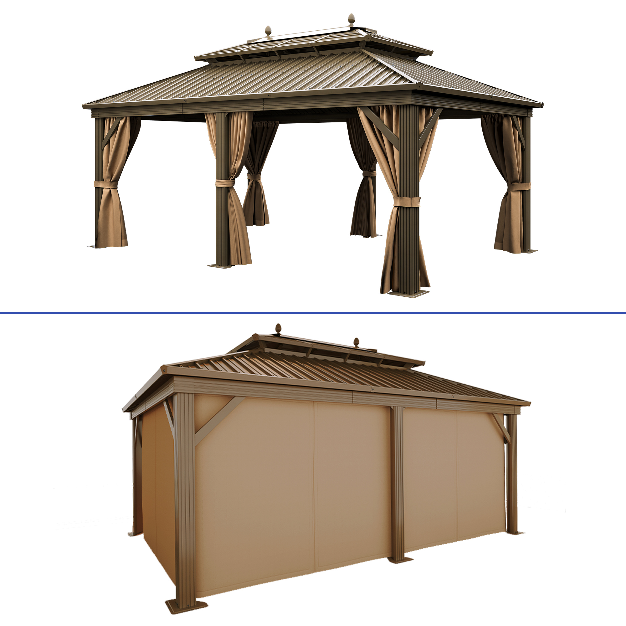 18x12' Large Patio Canopy Gazebo Double Waterproof - Temu