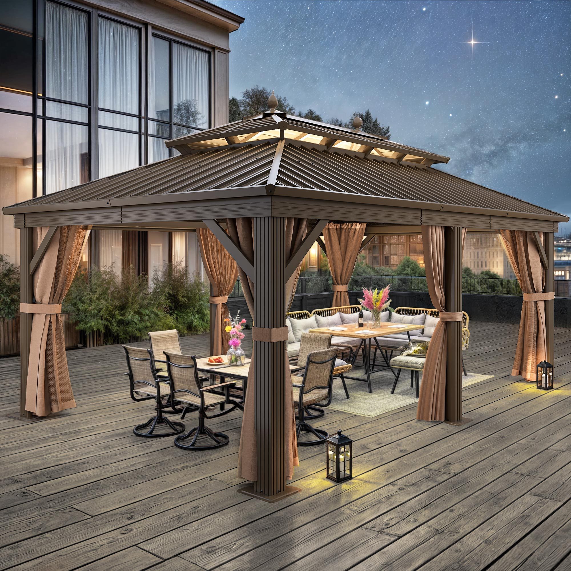 18x12' Large Patio Canopy Gazebo Double Waterproof - Temu