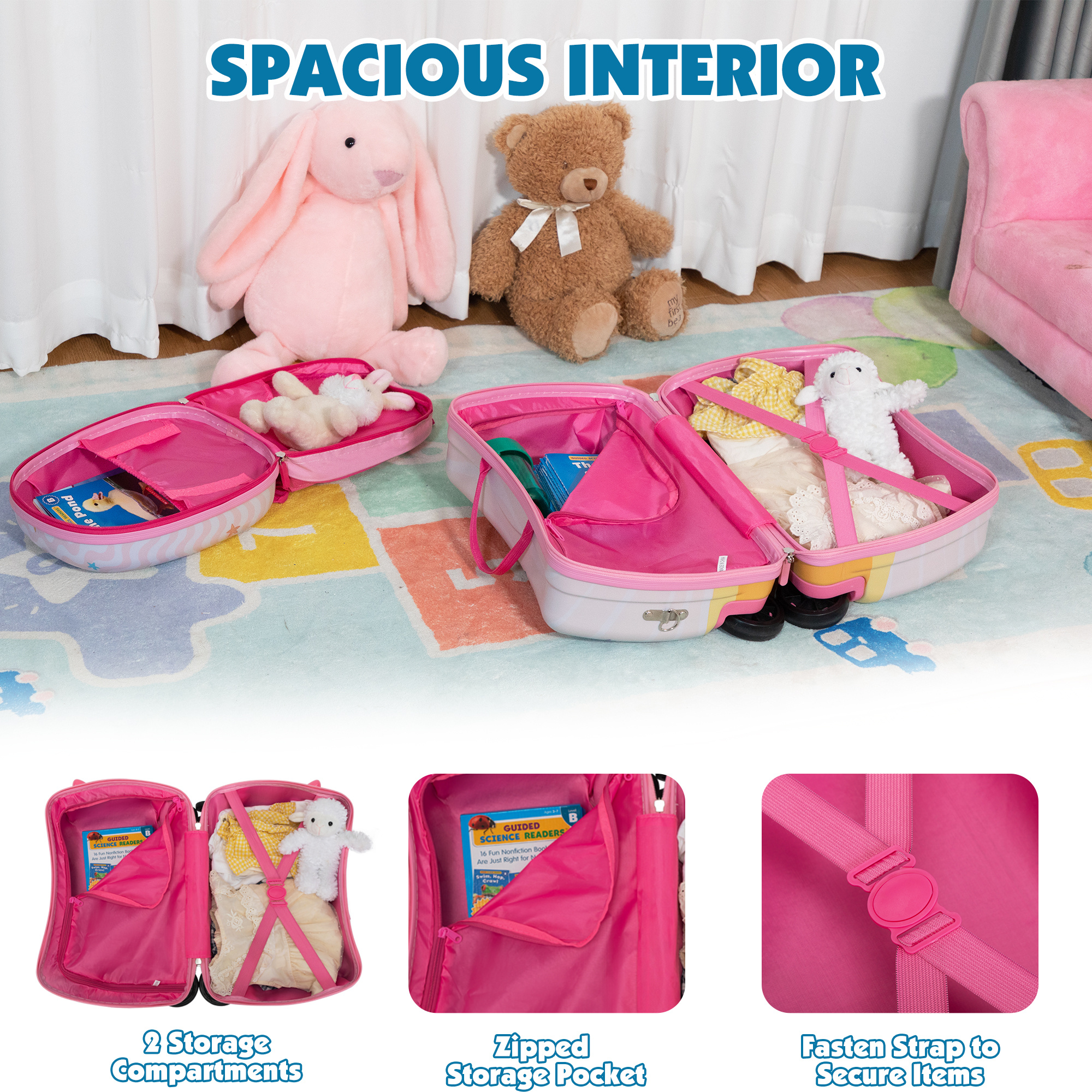 Ride Suitcase Backpack Kids Ride Luggage Wheels Carry - Temu