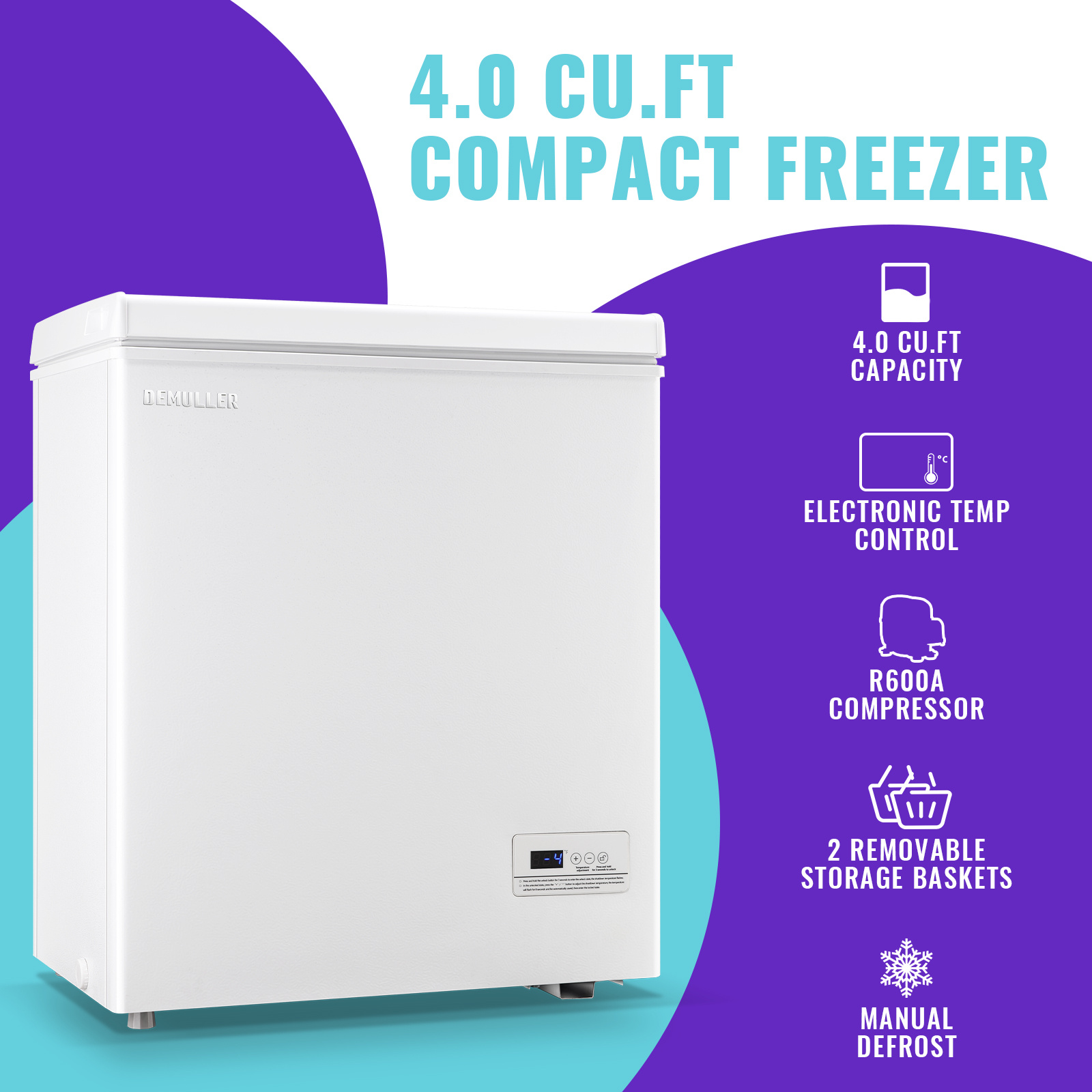 Chest Freezer Small Deep 4.0 Cubic Feet Black - Temu