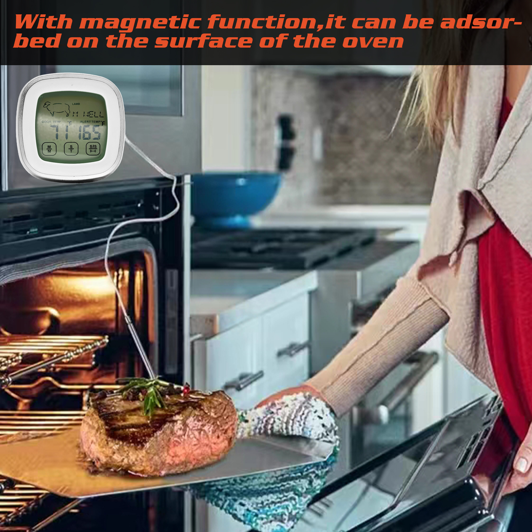 Large Lcd Digital Cooking Food Meat Oven Kitchen Bbq Grill Thermometer ...