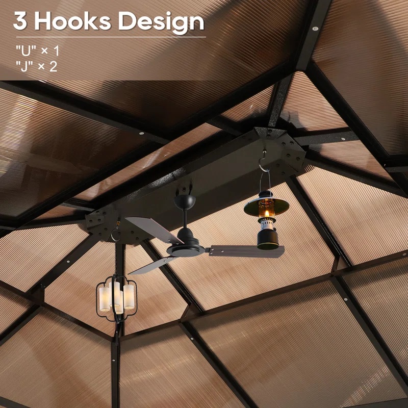 10'x12' Gazebo Outdoor Polycarbonate Double Roof - Temu