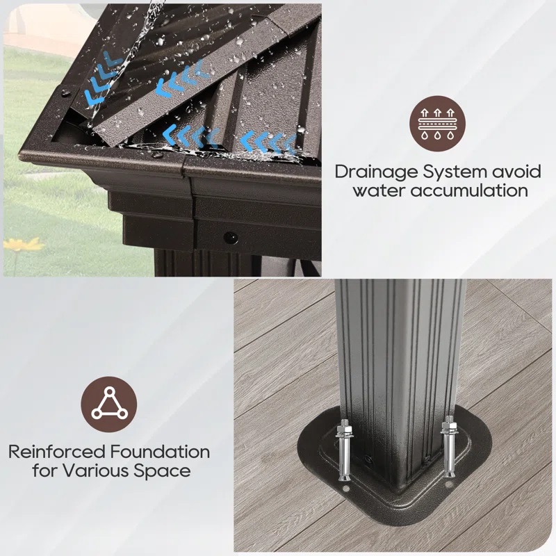 10' X 12' Gazebo Aluminum Frame Canopy Galvanized - Temu