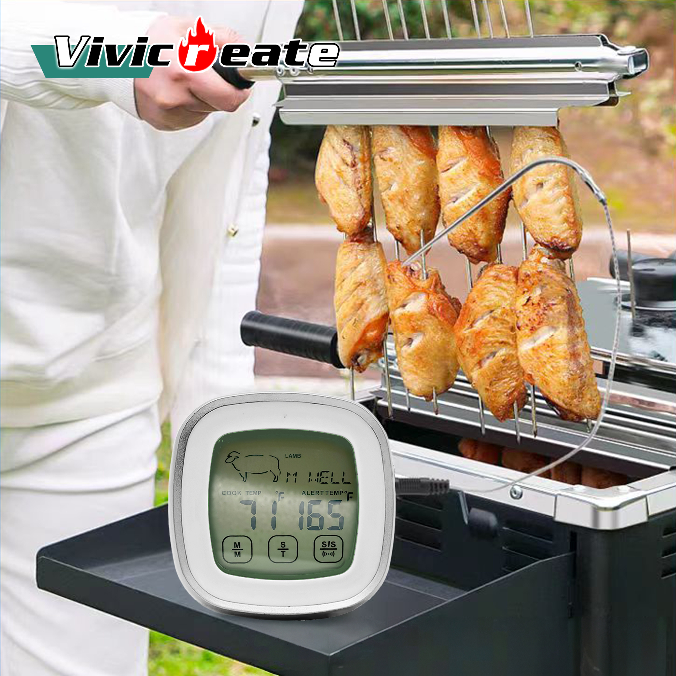 Large Lcd Digital Cooking Food Meat Oven Kitchen Bbq Grill Thermometer ...